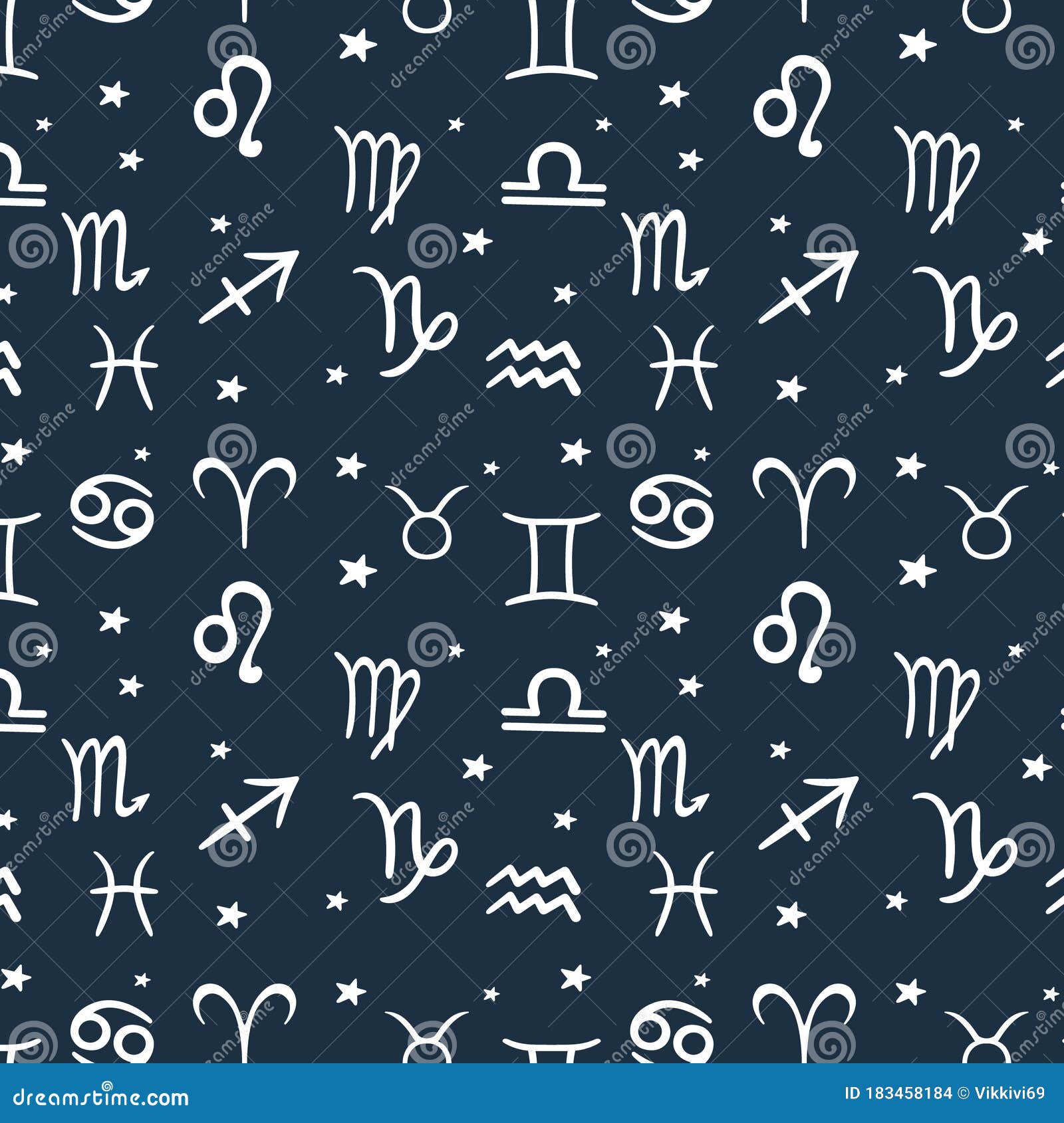 Zodiac Signs. Pattern with Zodiac Signs. Vector Doodle Style Design ...