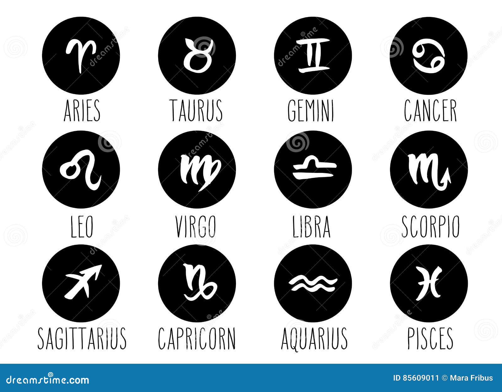 Zodiac signs set stock vector. Illustration of collection - 85609011