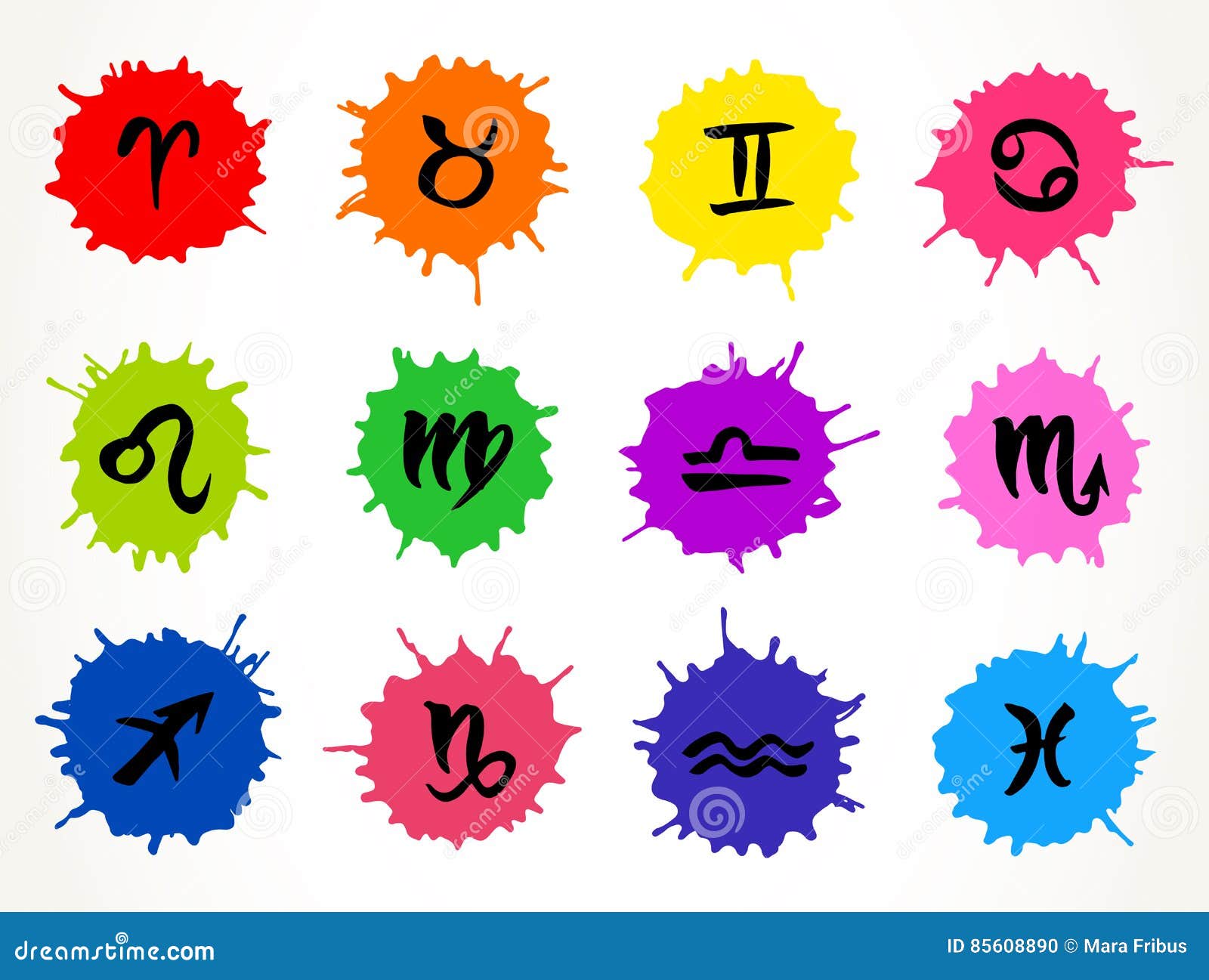 Zodiac signs set stock vector. Illustration of aquarius - 85608890