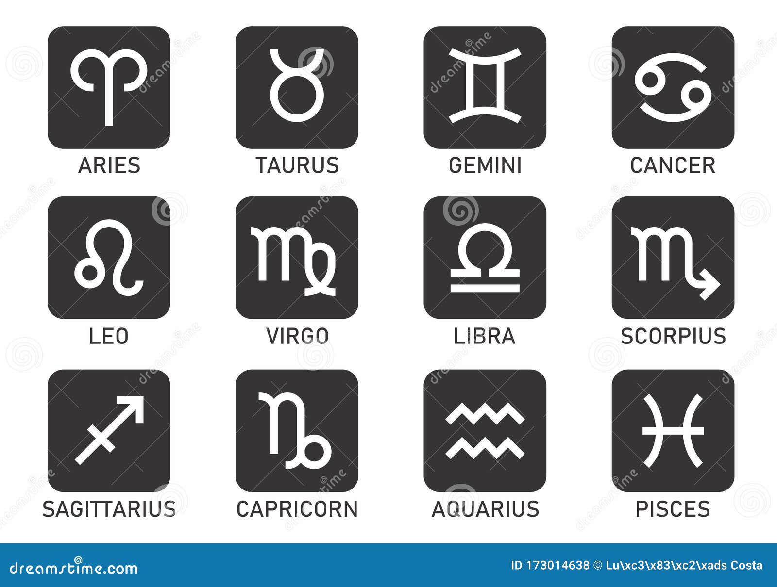 Zodiac signs set stock vector. Illustration of future - 173014638
