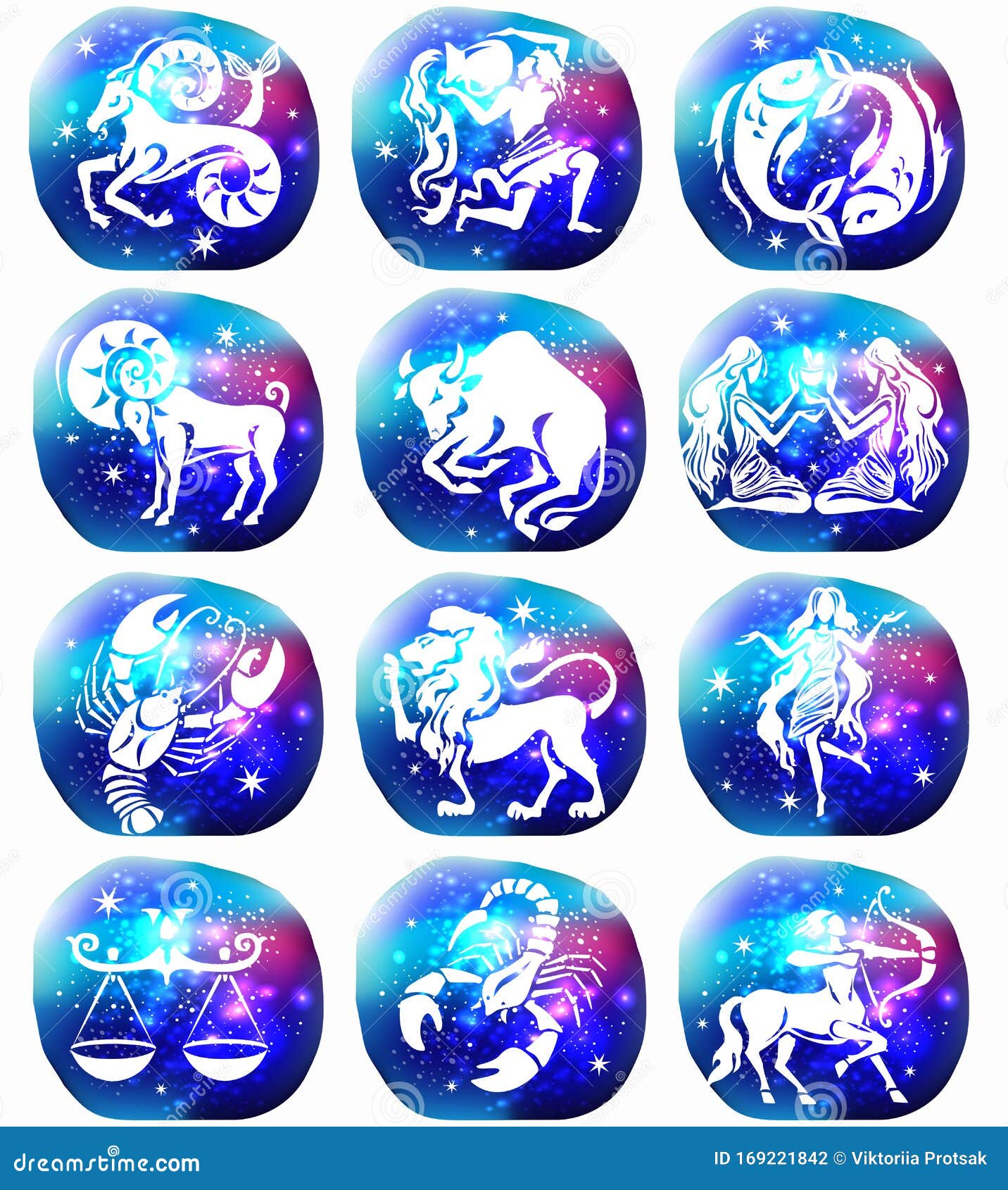 Zodiac Signs on Space Galaxy Background Stock Vector - Illustration of ...