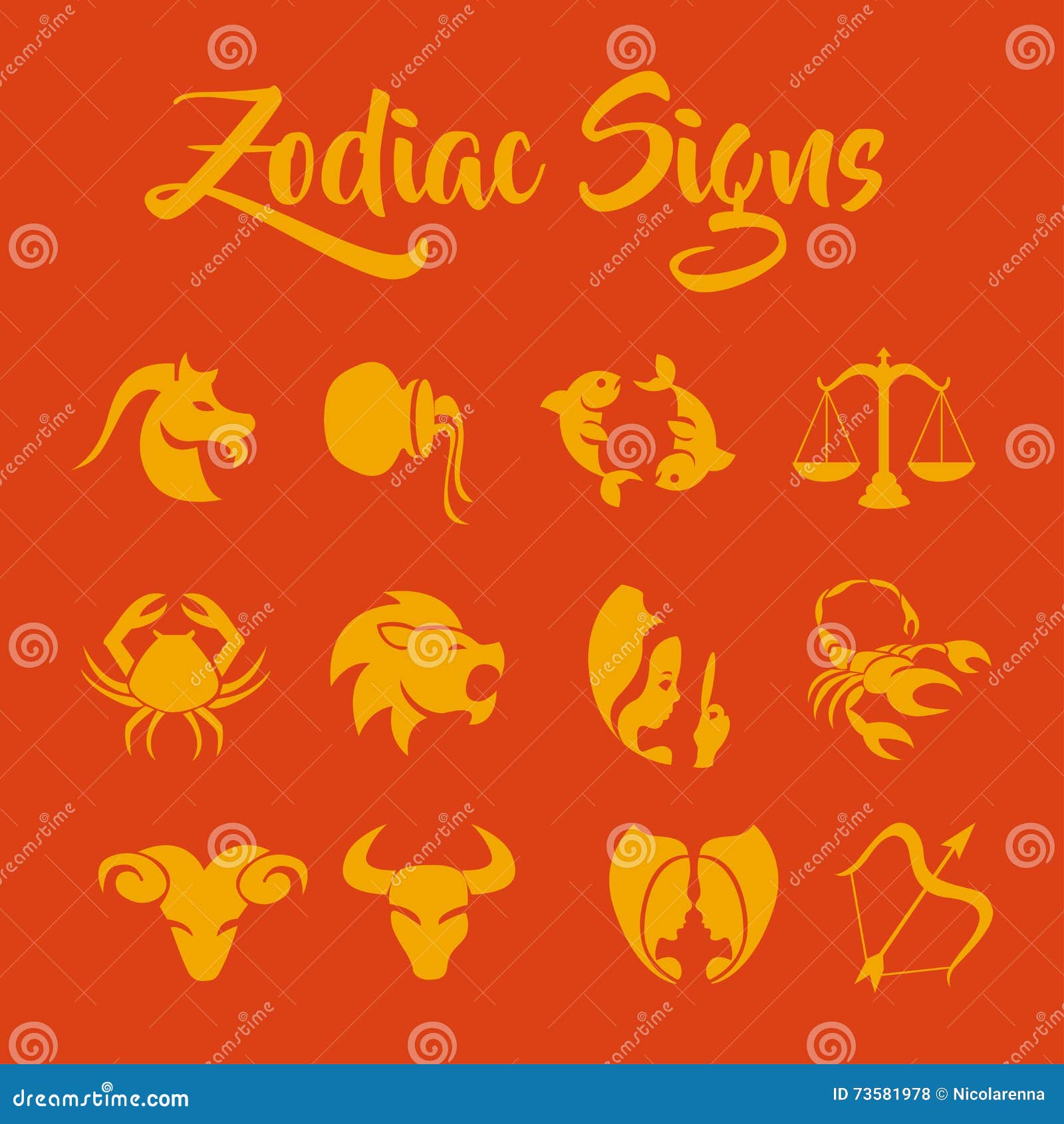 Zodiac Signs vector art stock vector. Illustration of collection - 73581978
