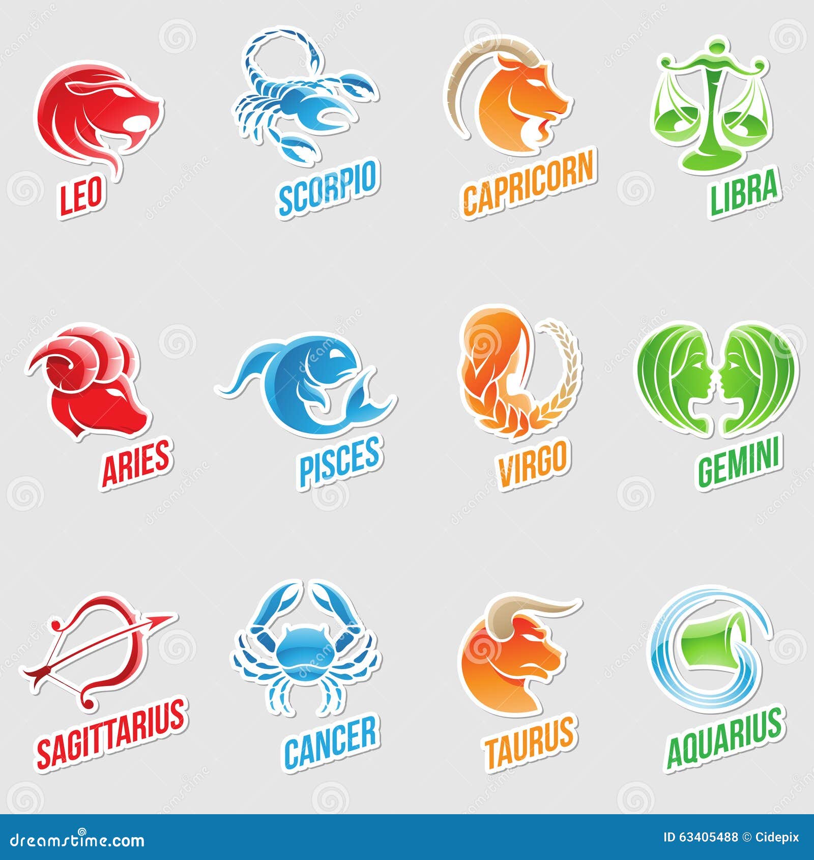 Zodiac Star Signs Sticker Designs Stock Vector - Illustration of ...