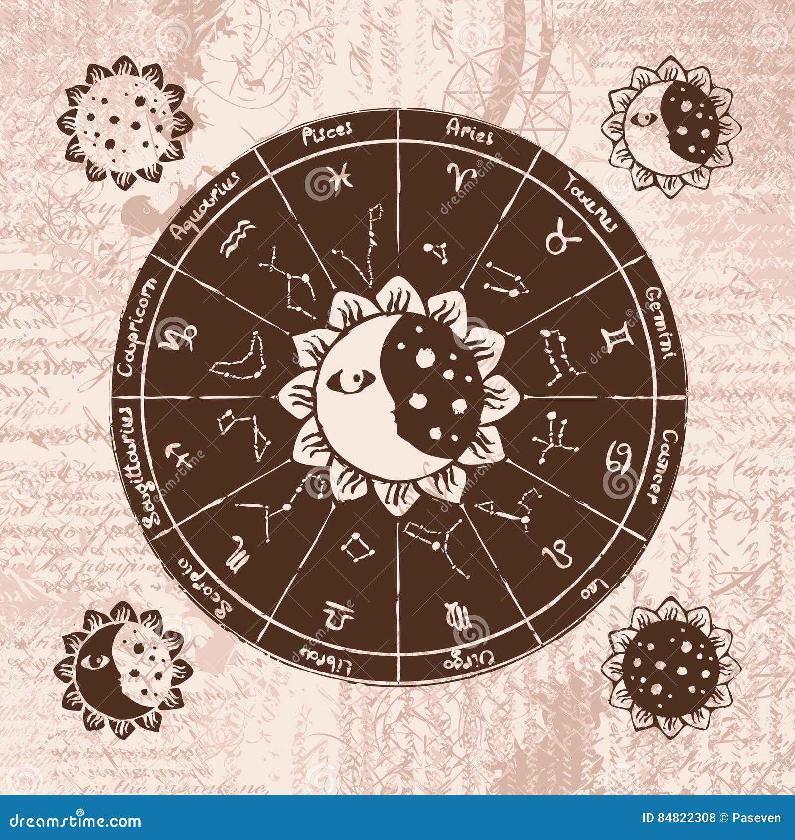 Zodiac with the sun stock vector. Illustration of aries - 84822308