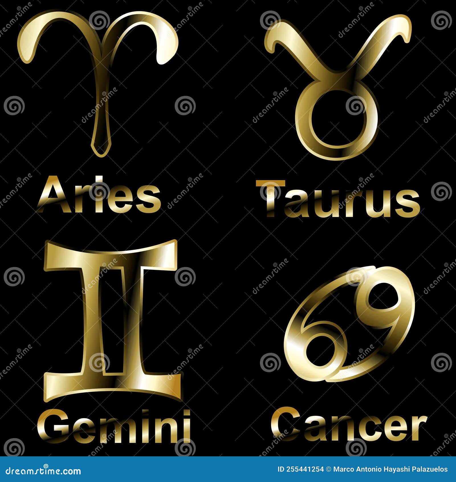 Zodiac Symbols Golden Luxury Set Collection Stock Vector - Illustration ...