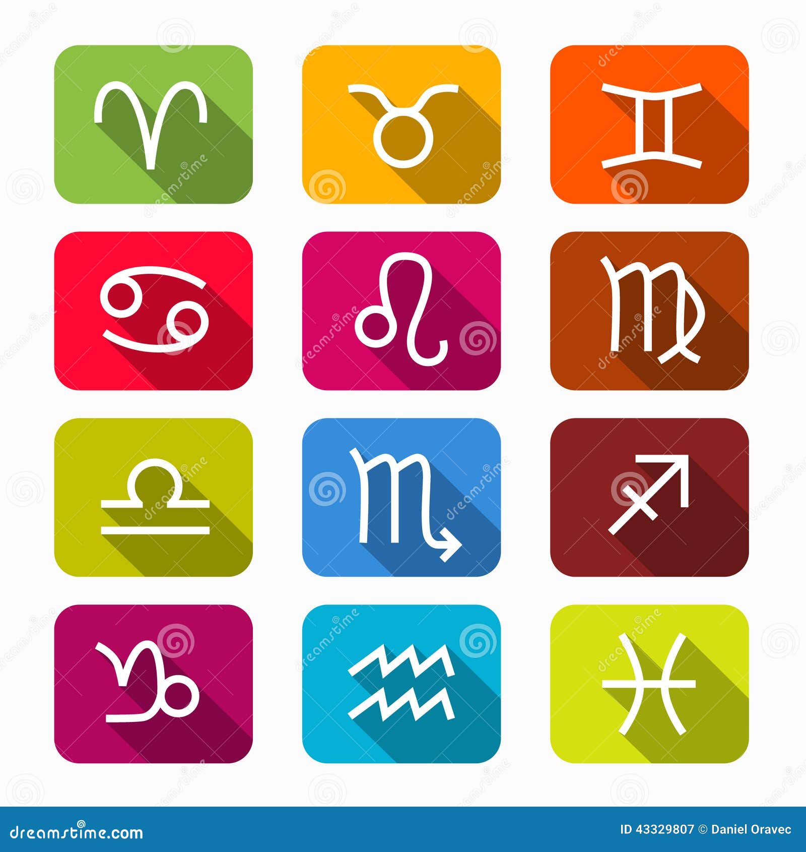Zodiac Symbols on Rounded Squares Stock Vector - Illustration of astrology, lion: 43329807