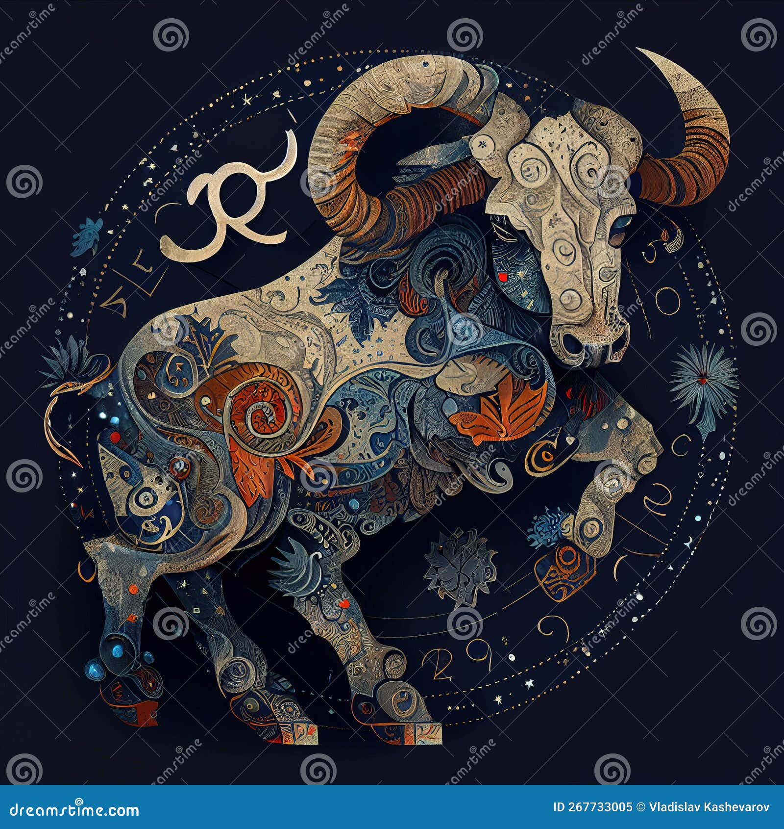 Zodiac Taurus Horoscope Illustration Night Sky Stock Image - Image of ...