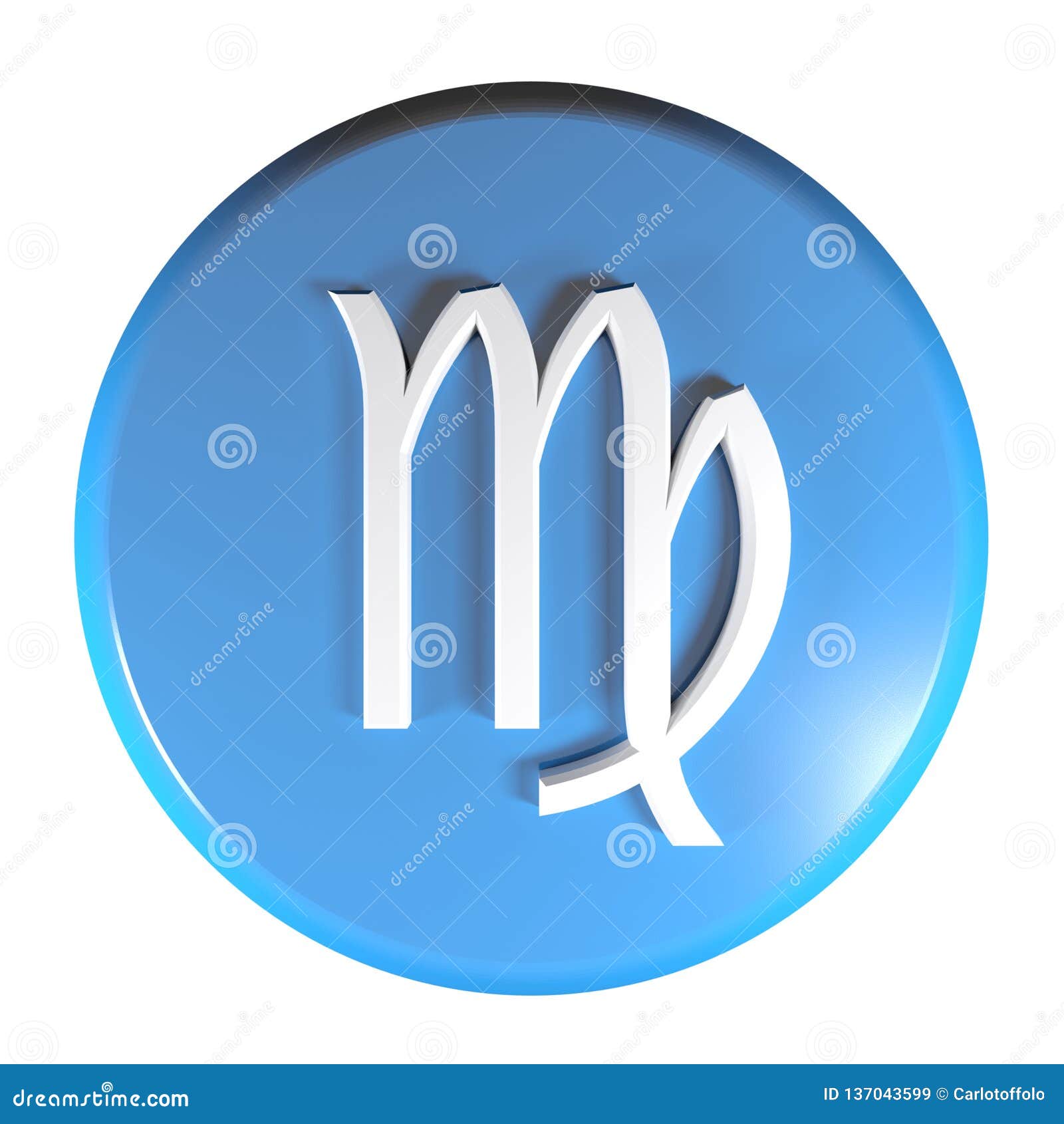 ZODIAC VIRGO ICON Blue Circle Push Button - 3D Rendering Illustration ...