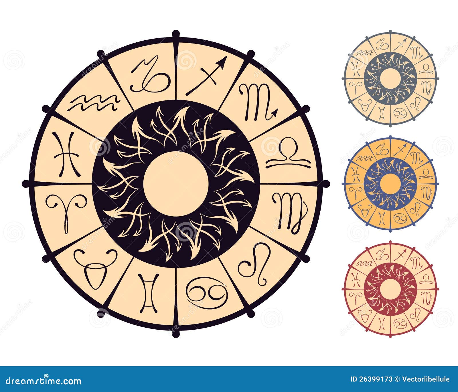 Zodiacal circle stock vector. Illustration of color, sagittarius - 26399173