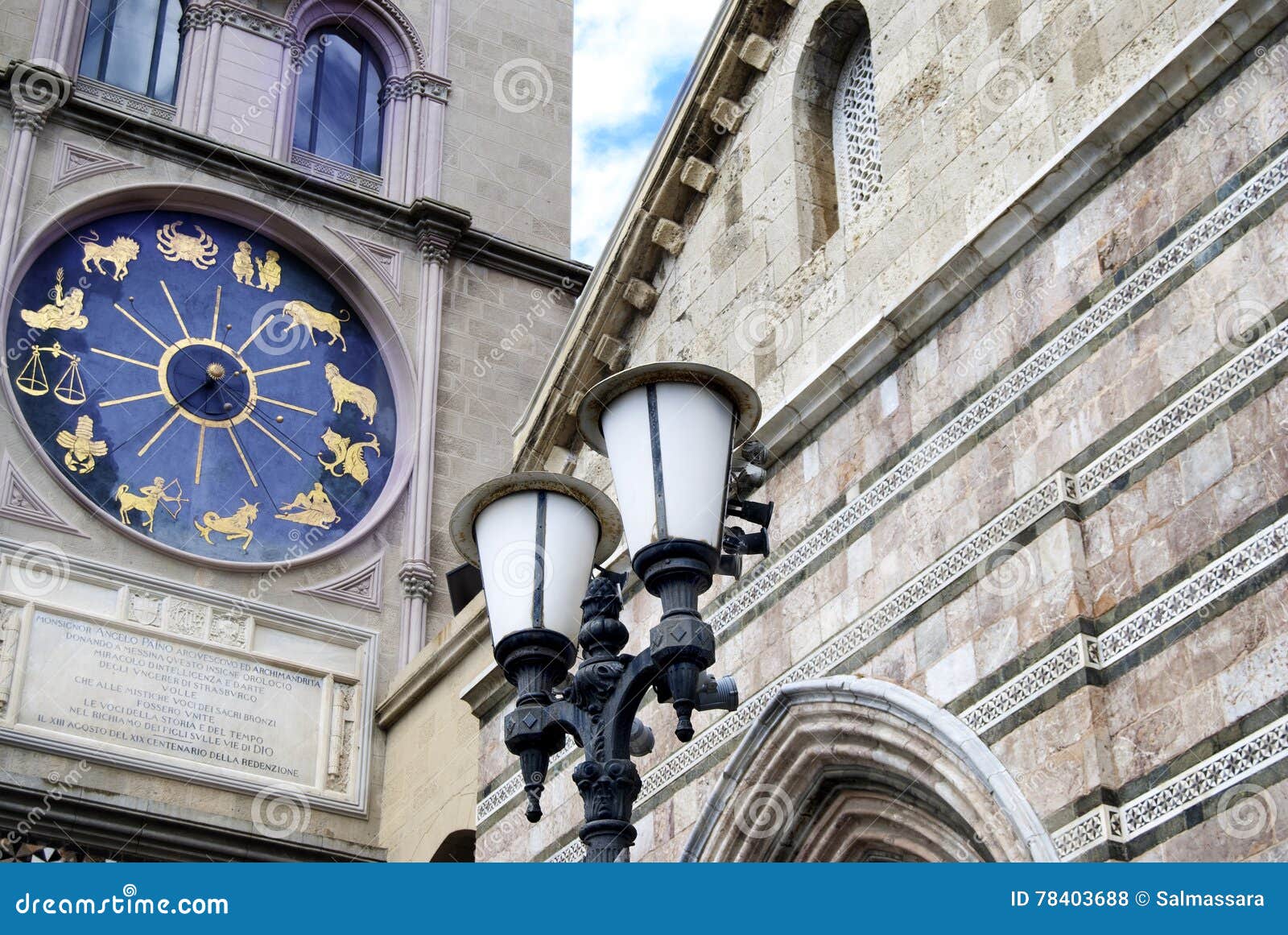 Zodiacal Clock on the Facade of the Messina Duomo Stock Photo - Image ...
