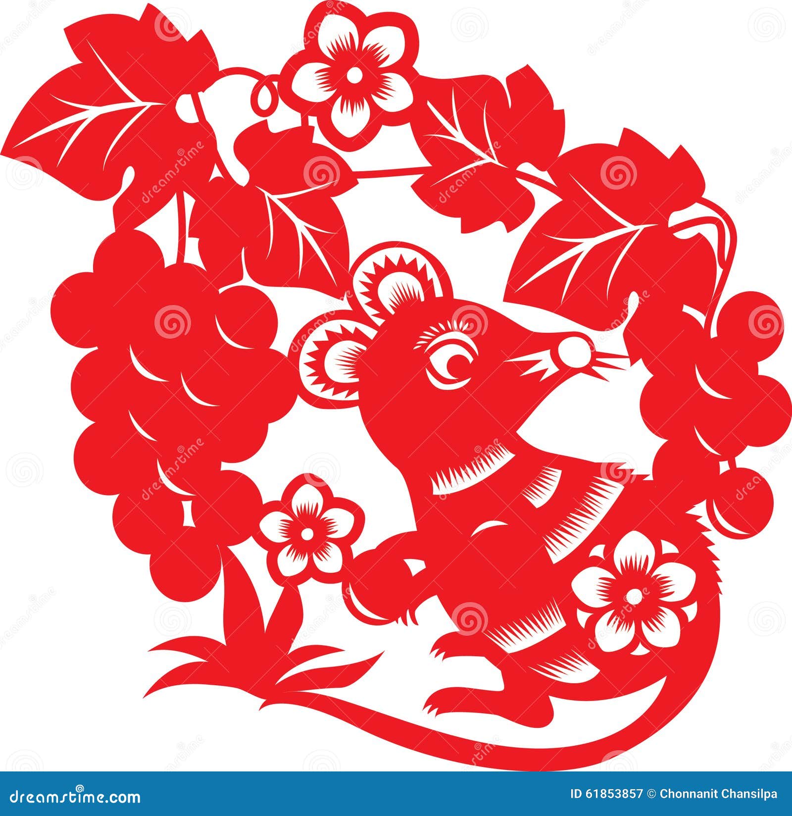 Zodiaco chino: rata ilustración del vector. Ilustración de hoja - 61853857