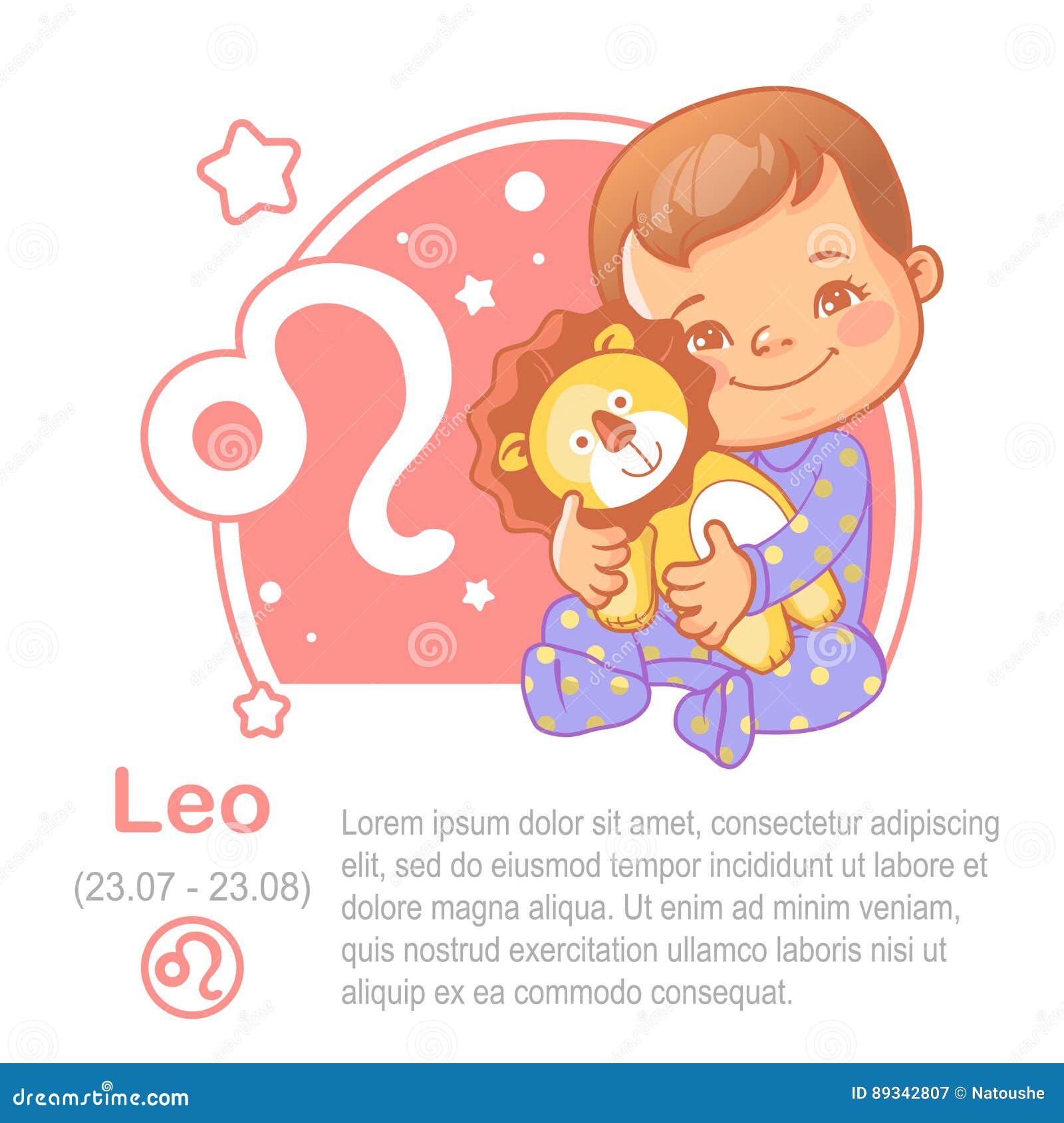 Zodiaco Leo del bambino illustrazione vettoriale. Illustrazione di ...