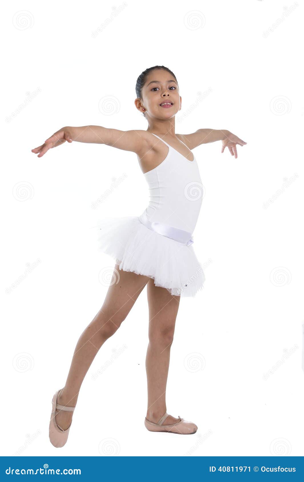 Zoete Jongelui Weinig Leuk Balletdansermeisje Die Op Witte Achtergrond
