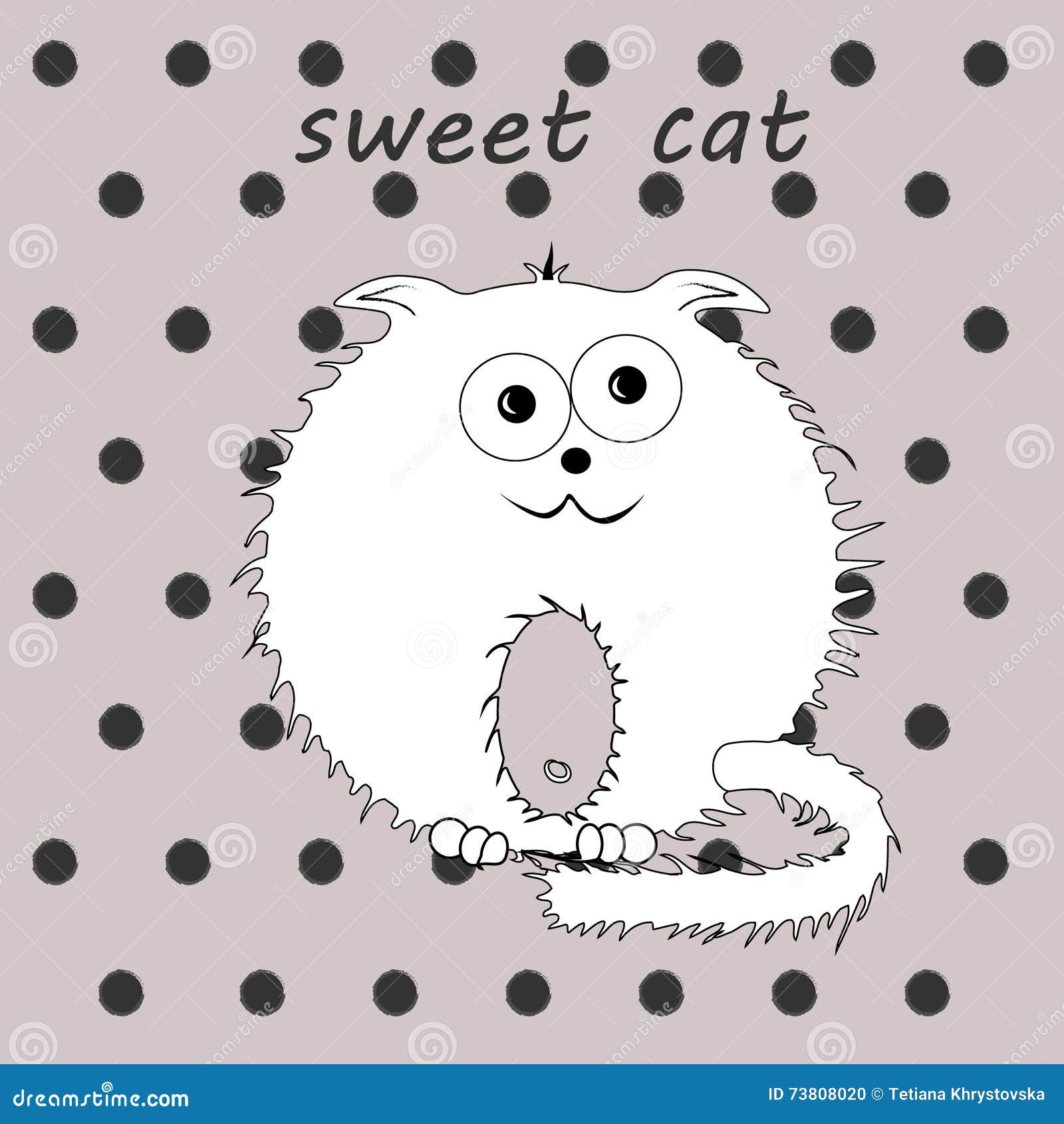 Zoete lelijke witte kat vector illustratie. Illustration of lelijk ...