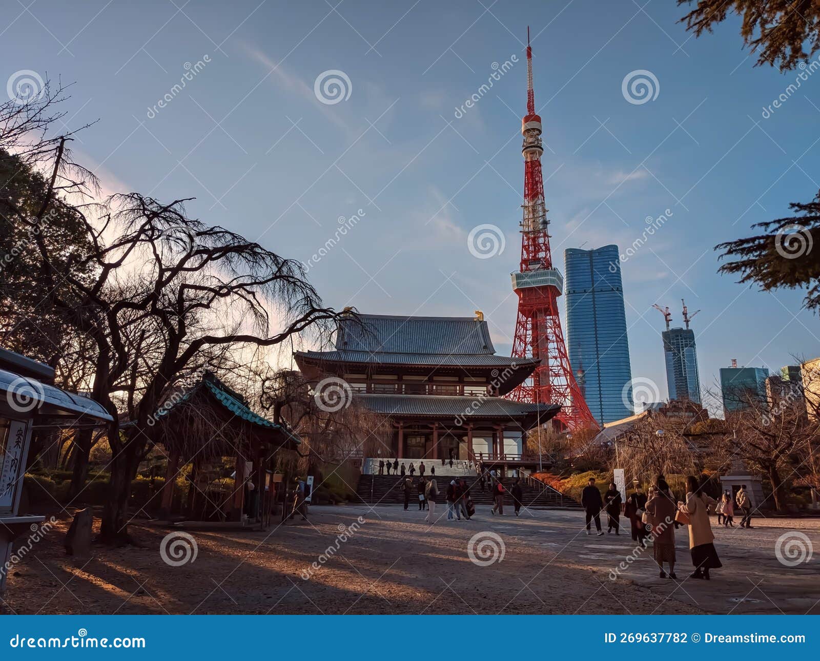 Zojoji Shrine and Famous Tokyo Tower in Background Editorial ...