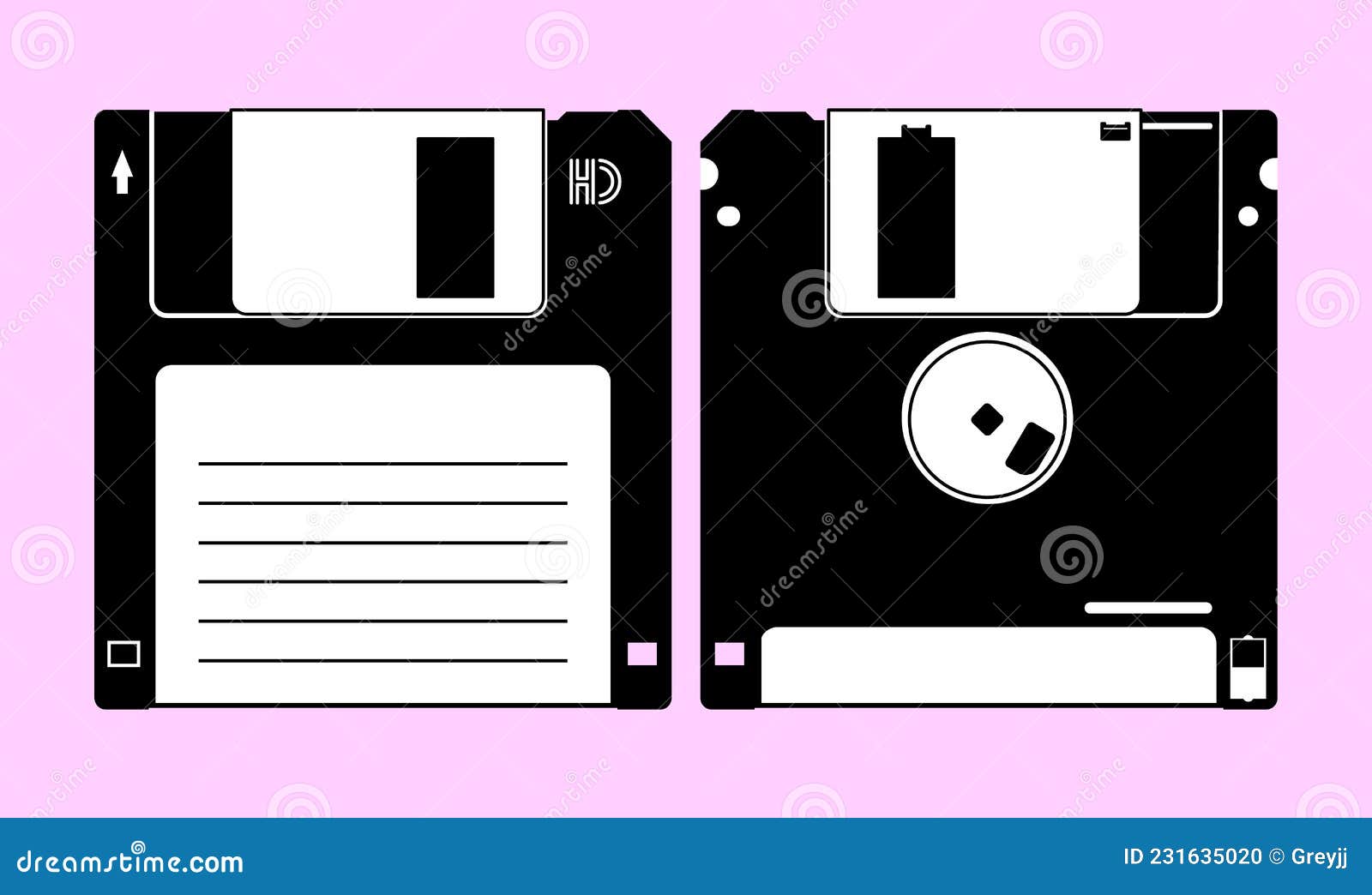 3 5-Zoll-Diskette Oder Diskette. Silhouette-Abbildung Vektor Abbildung ...