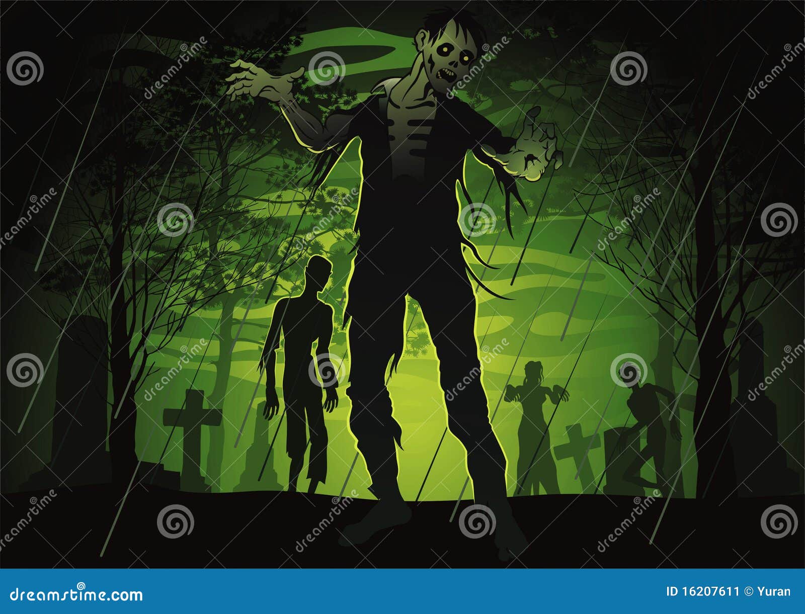 Zombie stock vector. Illustration of horizontal, color - 16207611