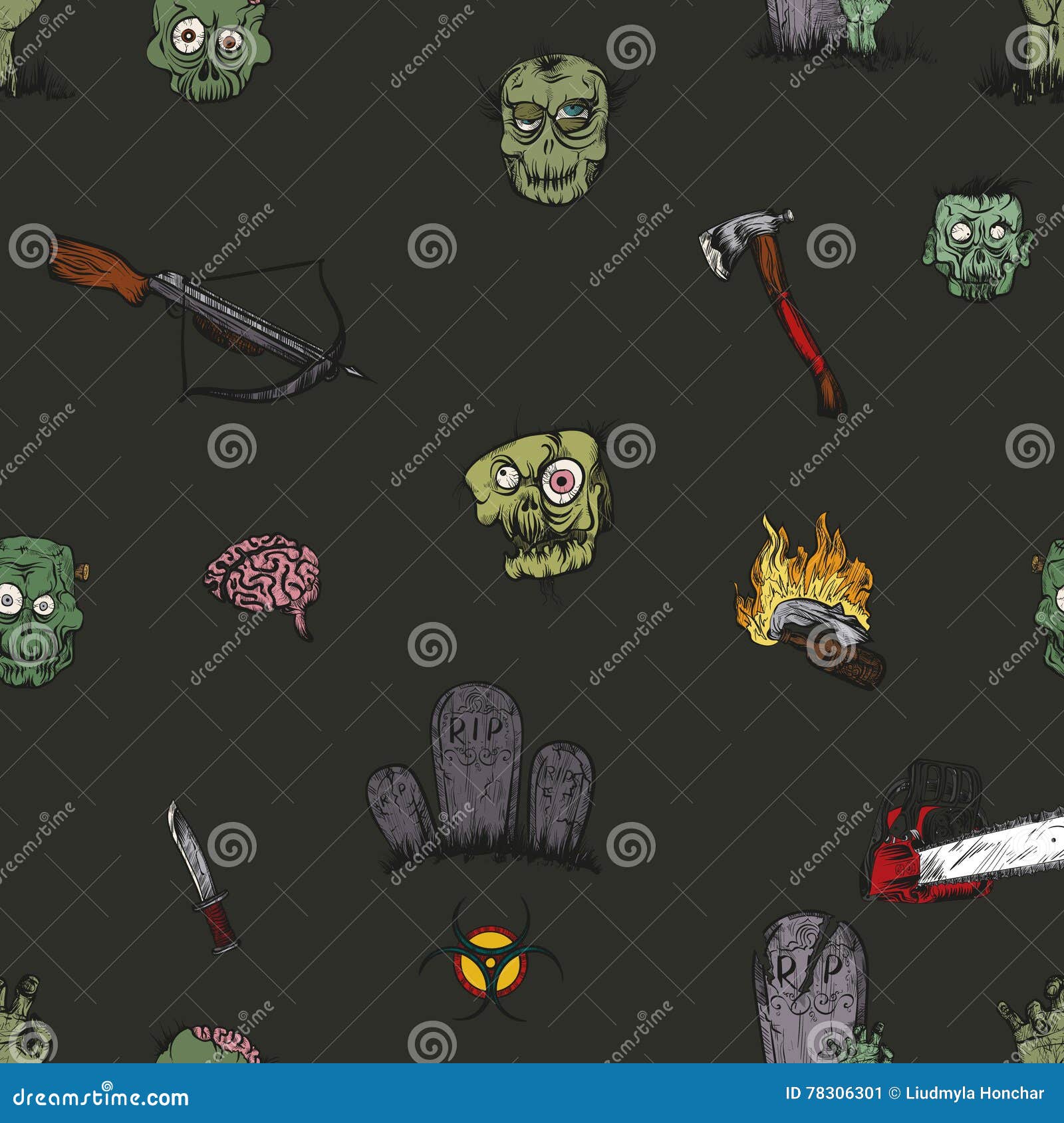 The zombie apocalypse. stock vector. Illustration of graphic - 78306301