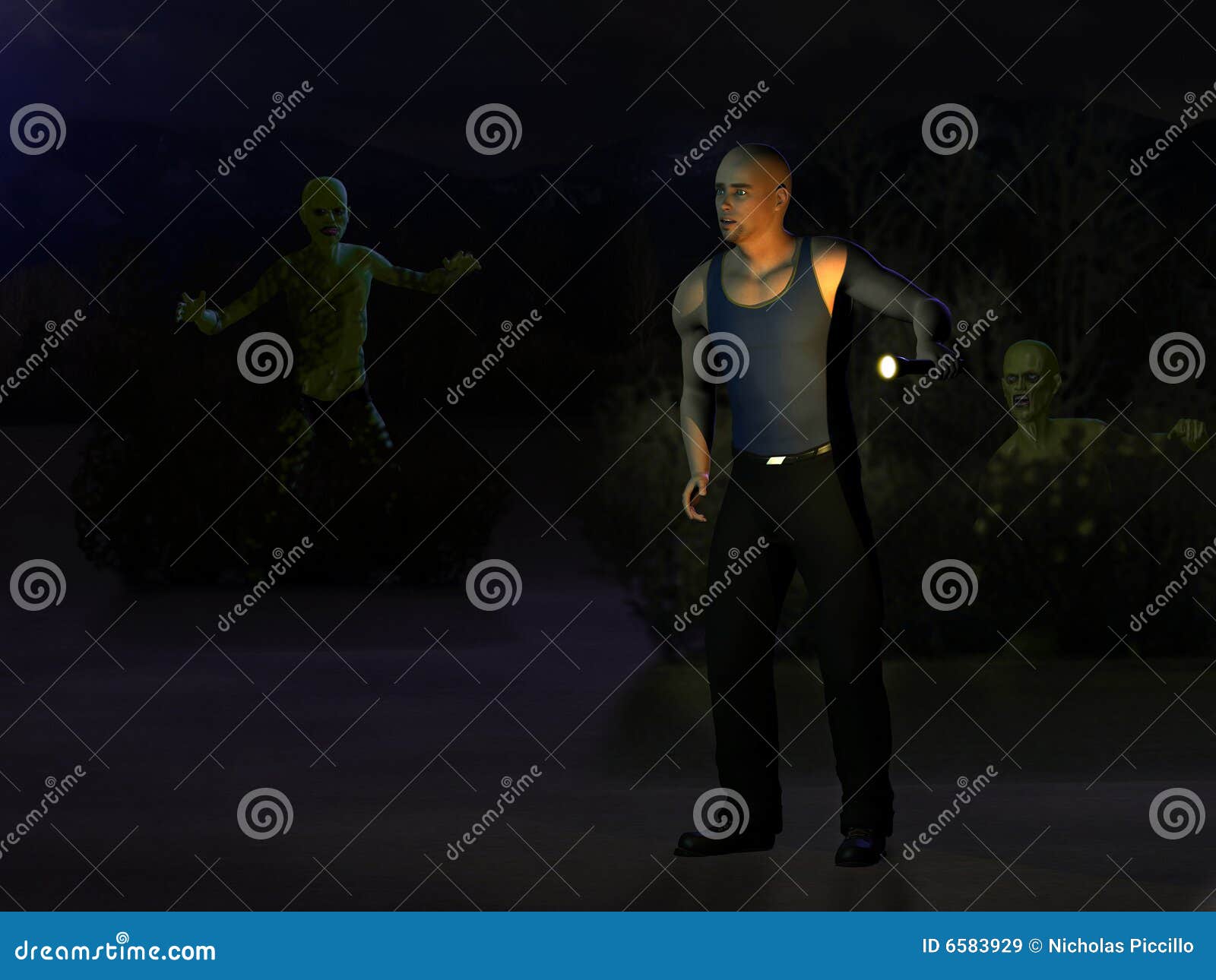 Zombie Attack 1 - Approach stock illustration. Illustration of fright ...