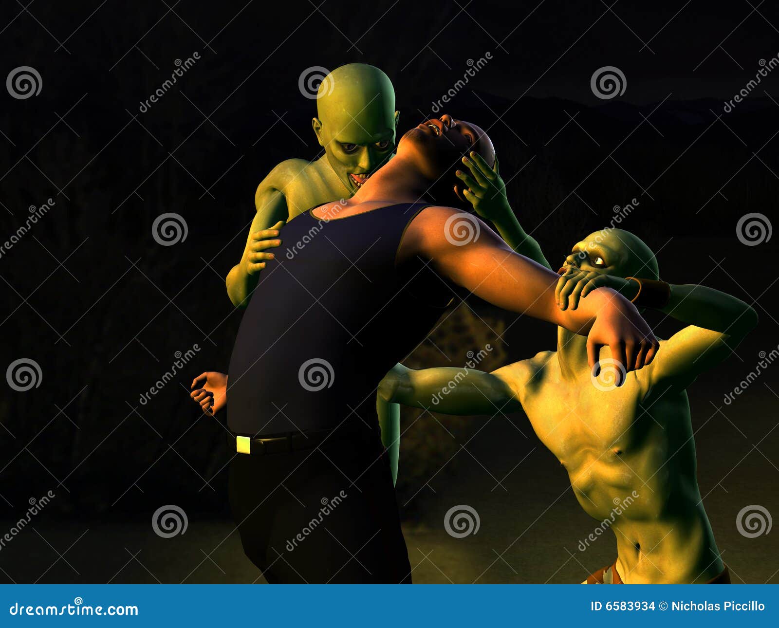 Attack Zombies Inside Tomb. Red Color. Stock Photo | CartoonDealer.com ...