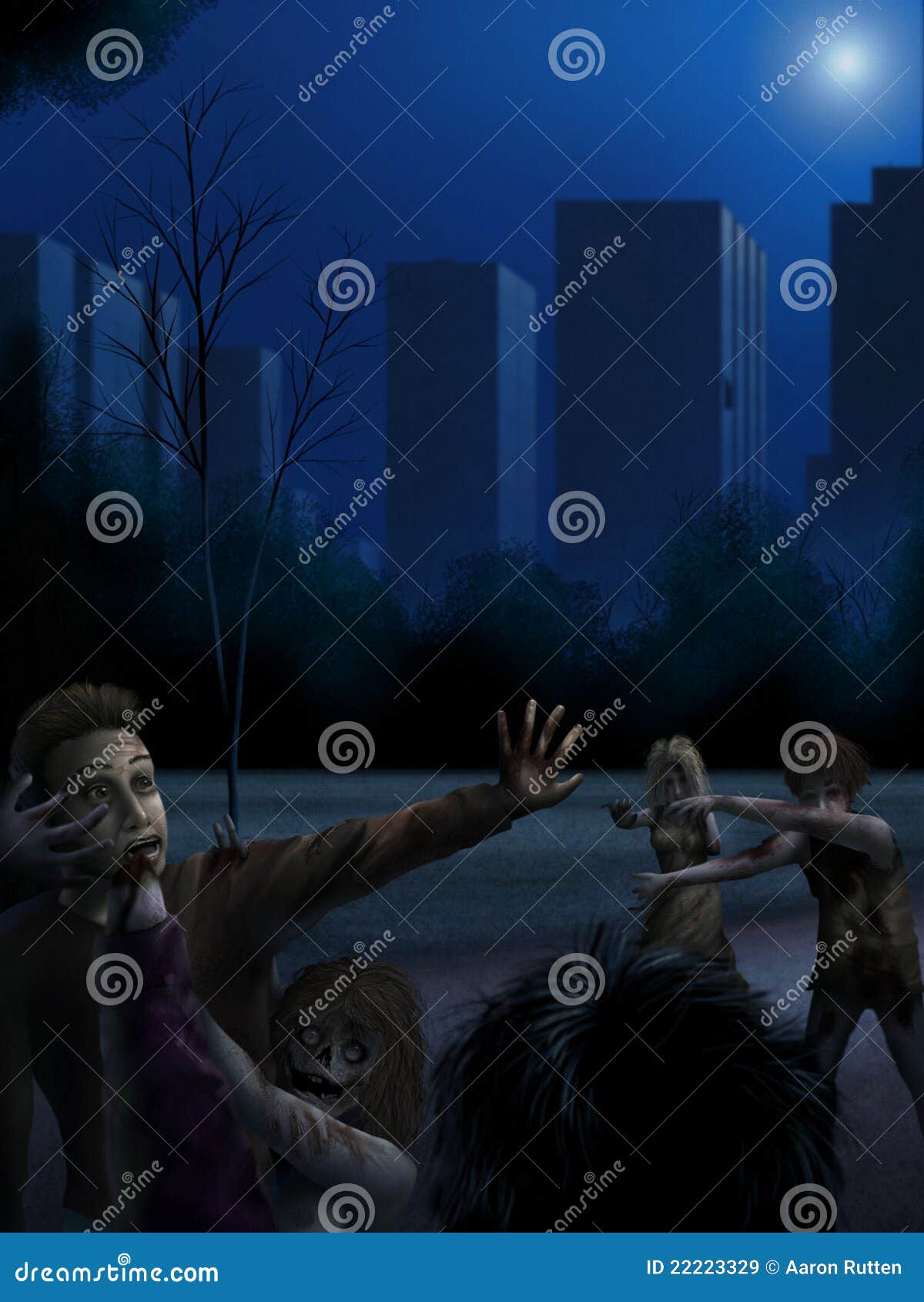 Attack Zombies Inside Tomb. Red Color. Stock Photo | CartoonDealer.com ...