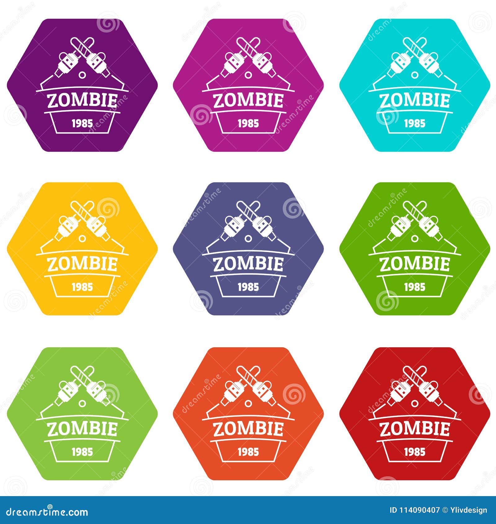Zombie Attack Icons Set 9 Vector Stock Vector - Illustration of ...
