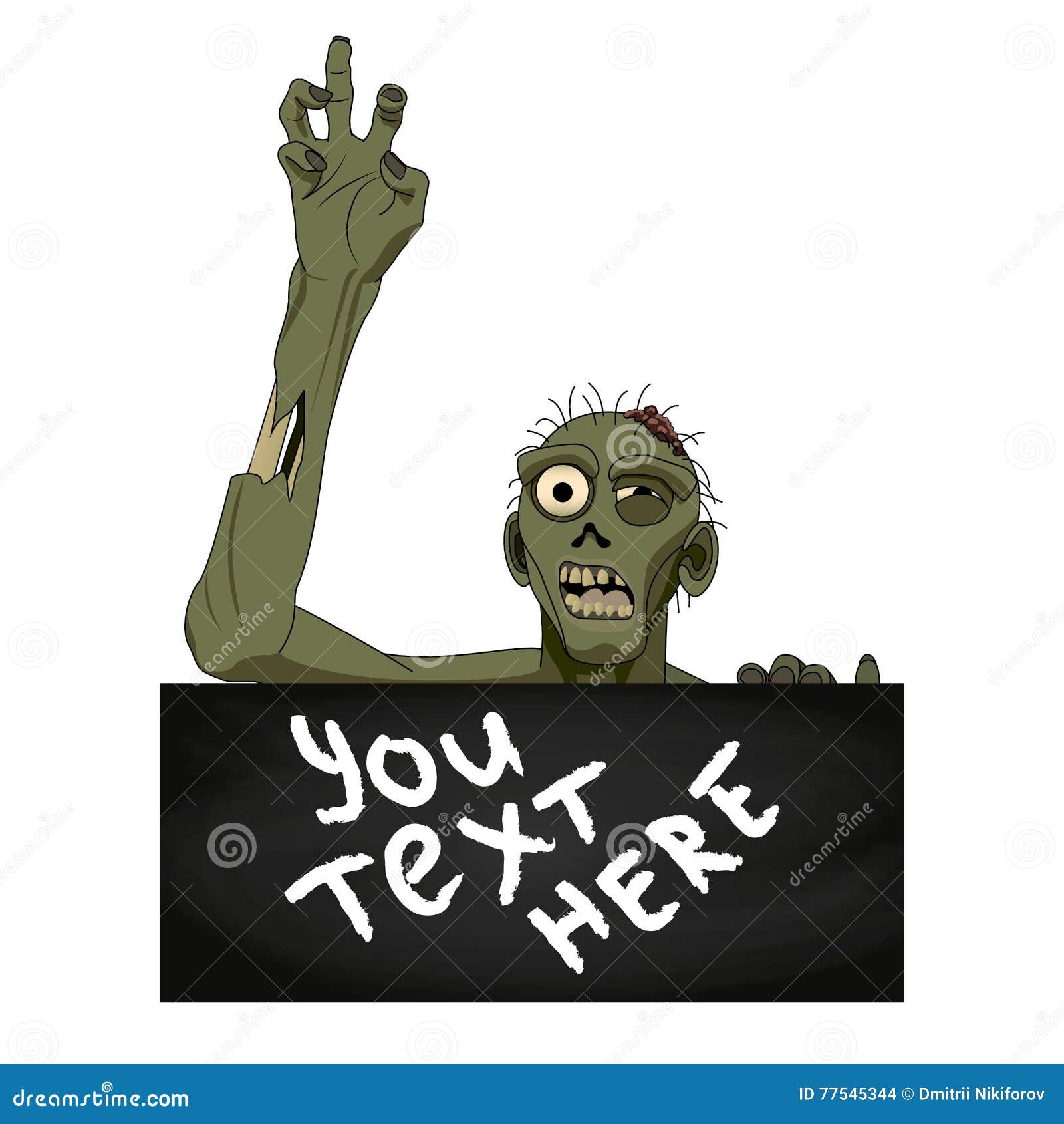 Zombie with Banner for You Text. Vector Illustration Stock Vector ...