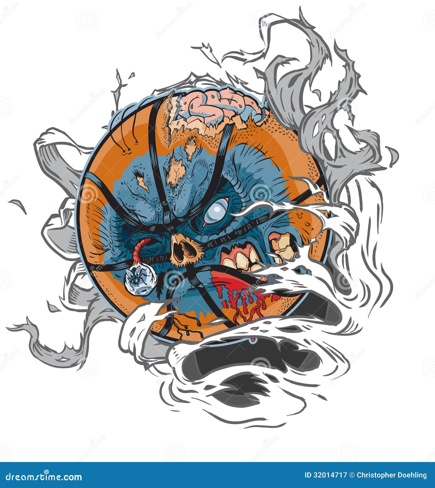 Zombie Basketball Ripping Out of the Background Stock Vector ...