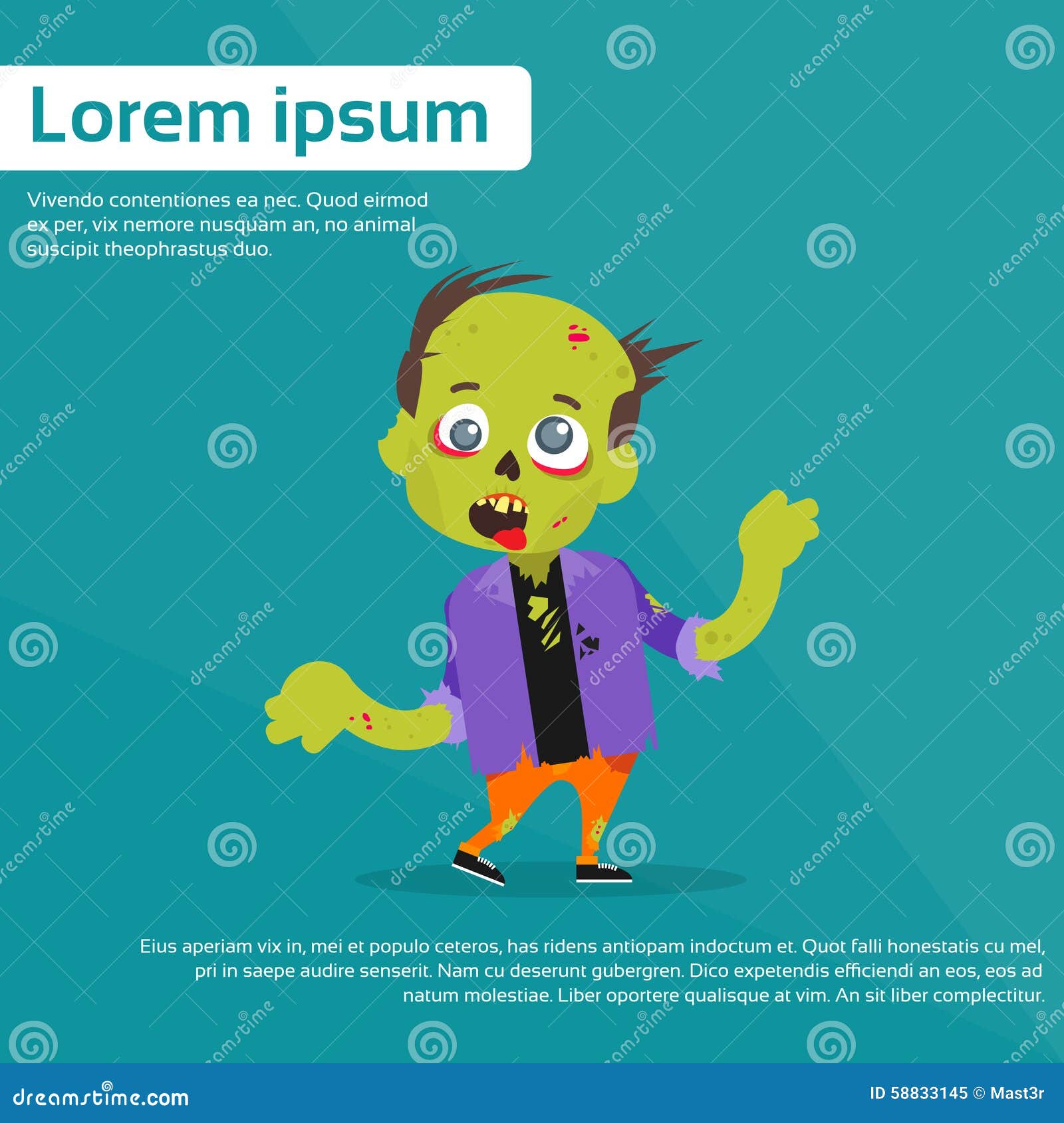 Zombie Boy Scary Cartoon Character Smile Flat Stock Vector ...