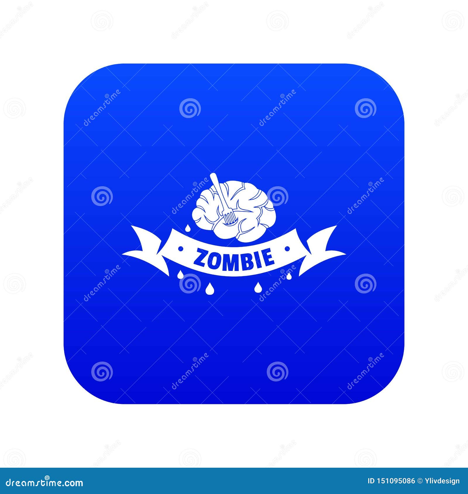 Zombie Brain Icon Blue Vector Stock Vector - Illustration of design ...