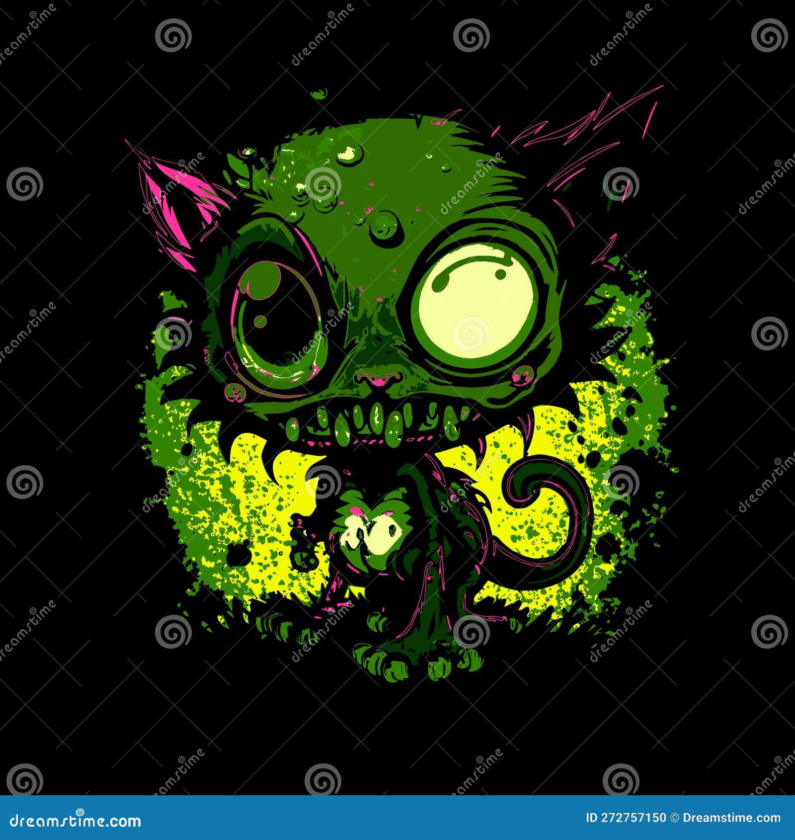 A Zombie Cat Illustration stock vector. Illustration of spooky - 272757150
