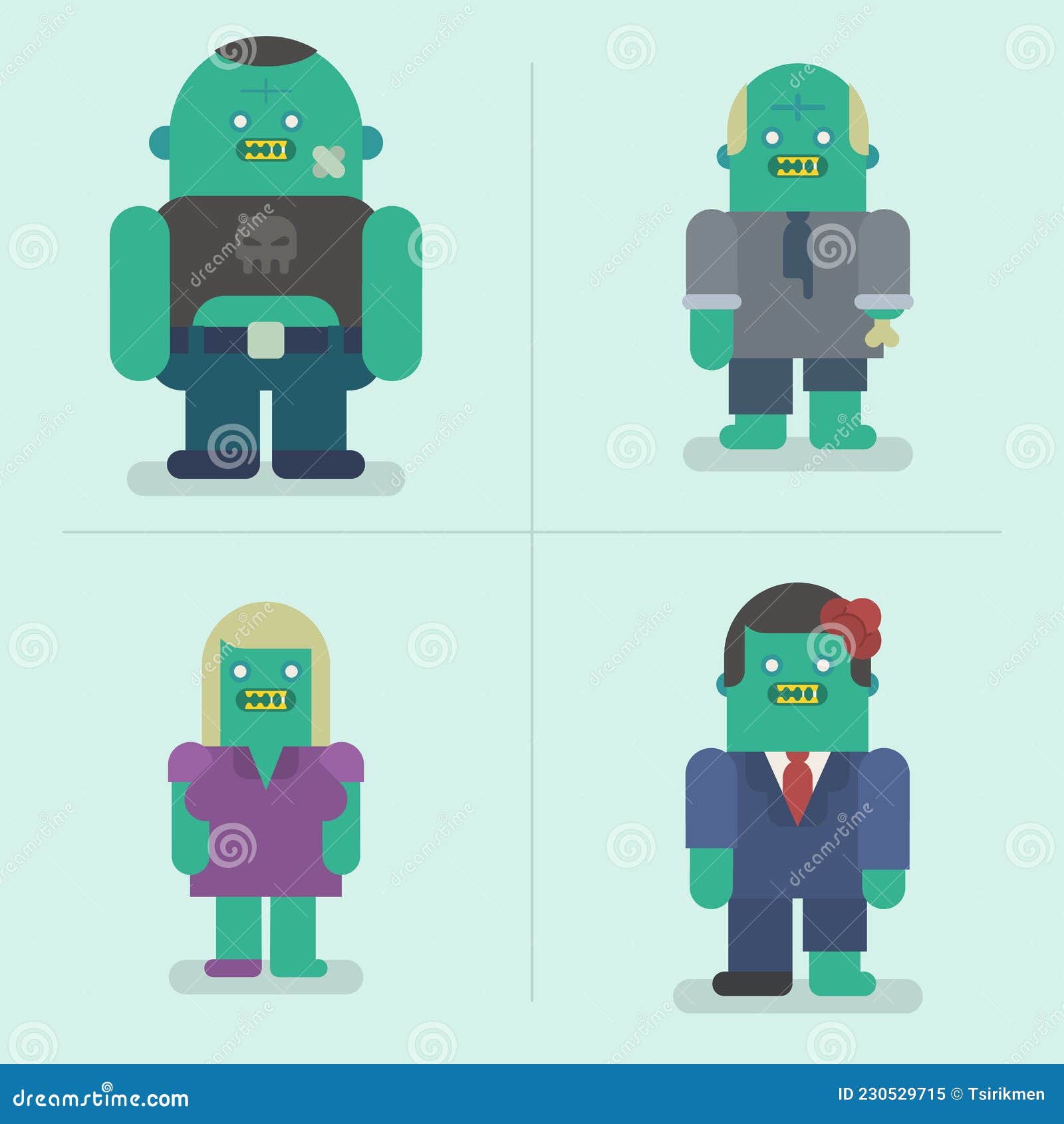 Zombie Characters Set. Exclusive Characters Pack Stock Vector ...
