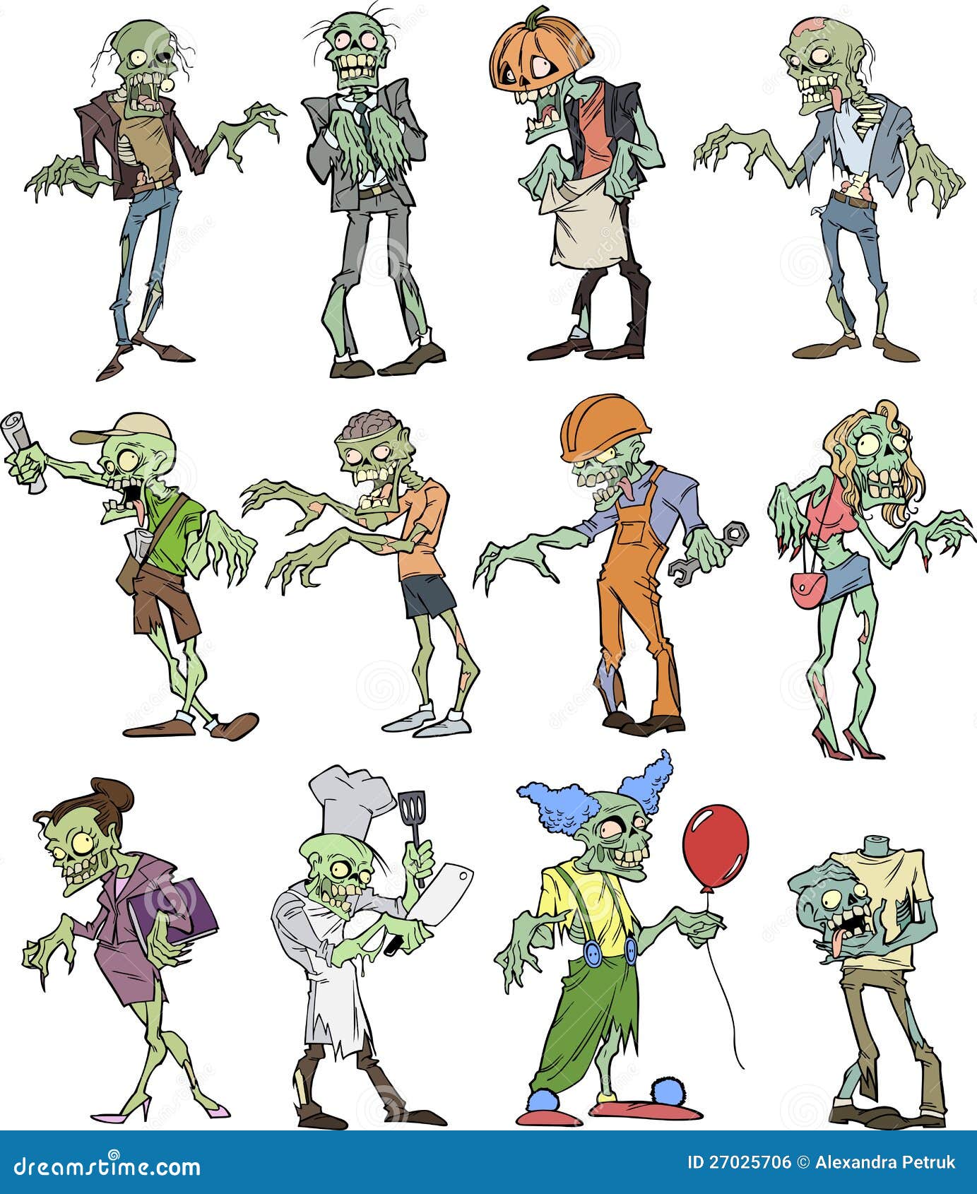 Zombie collection stock vector. Illustration of green - 27025706