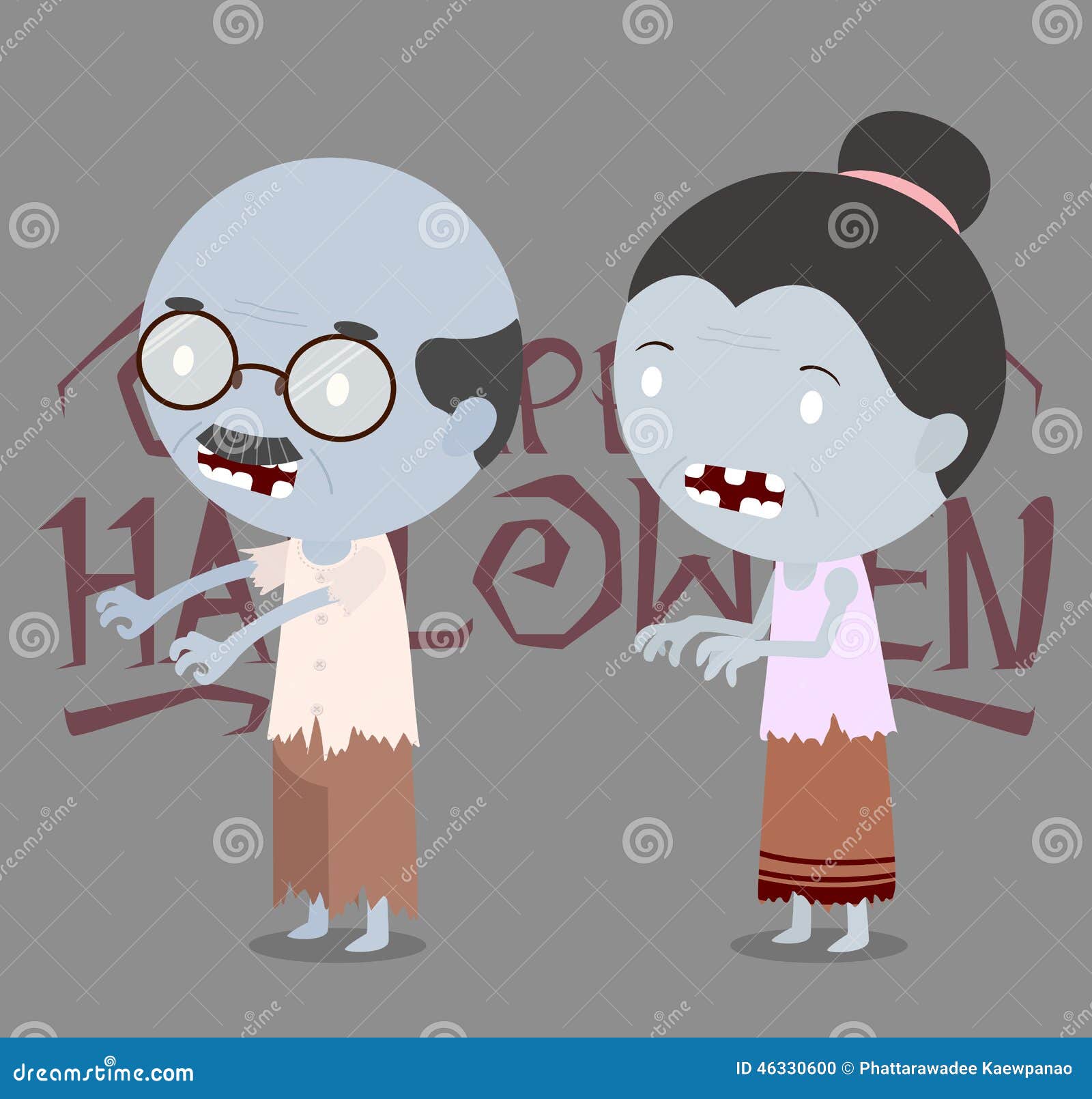 Zombie Couple on Halloween Celebration Stock Vector - Illustration of ...