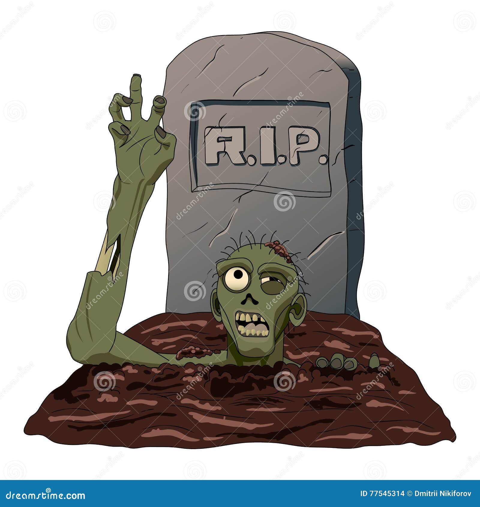 Zombie Crawls from the Grave Background. Vector Illustration Stock ...