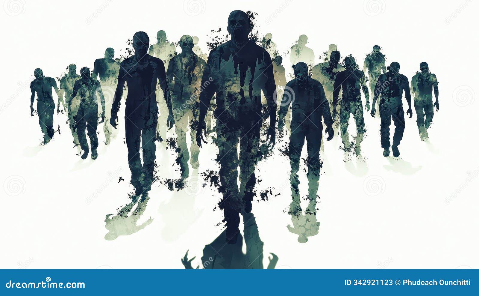 Zombie Crowd Greeting Lady Necromancer Background Royalty-Free Stock ...