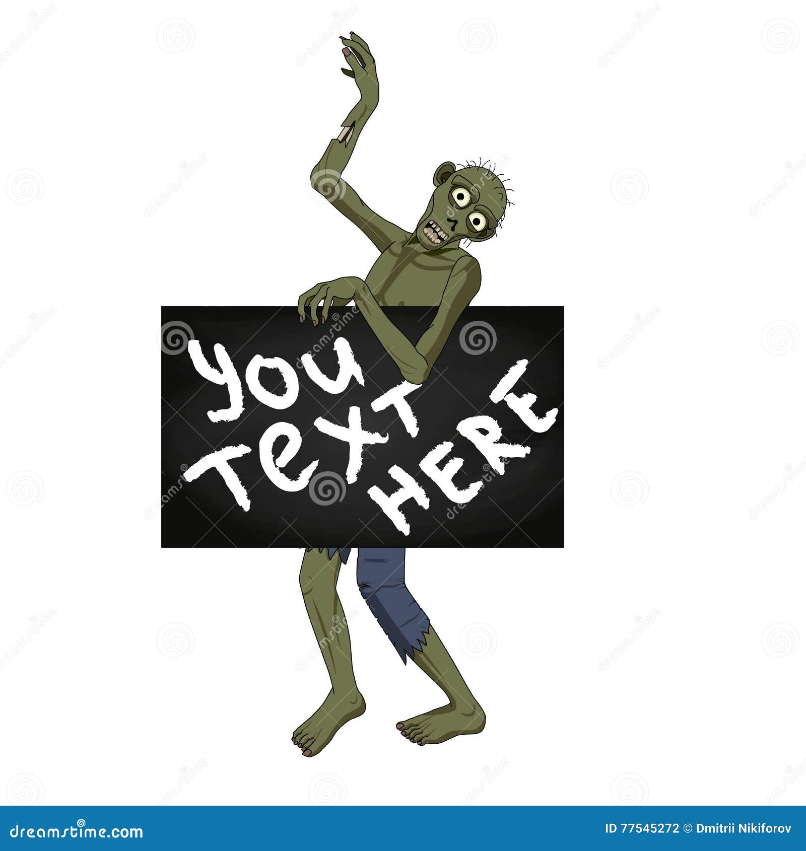 Zombie Dancer with Banner for You Text. Vector Illustration Stock ...
