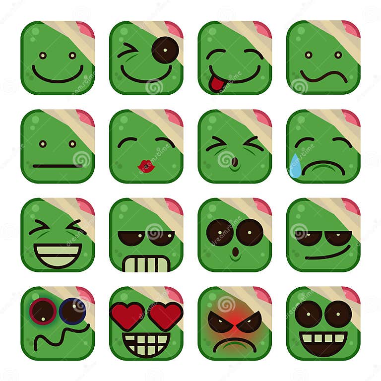 Zombie Emoticon set stock vector. Illustration of ashamed - 77438343