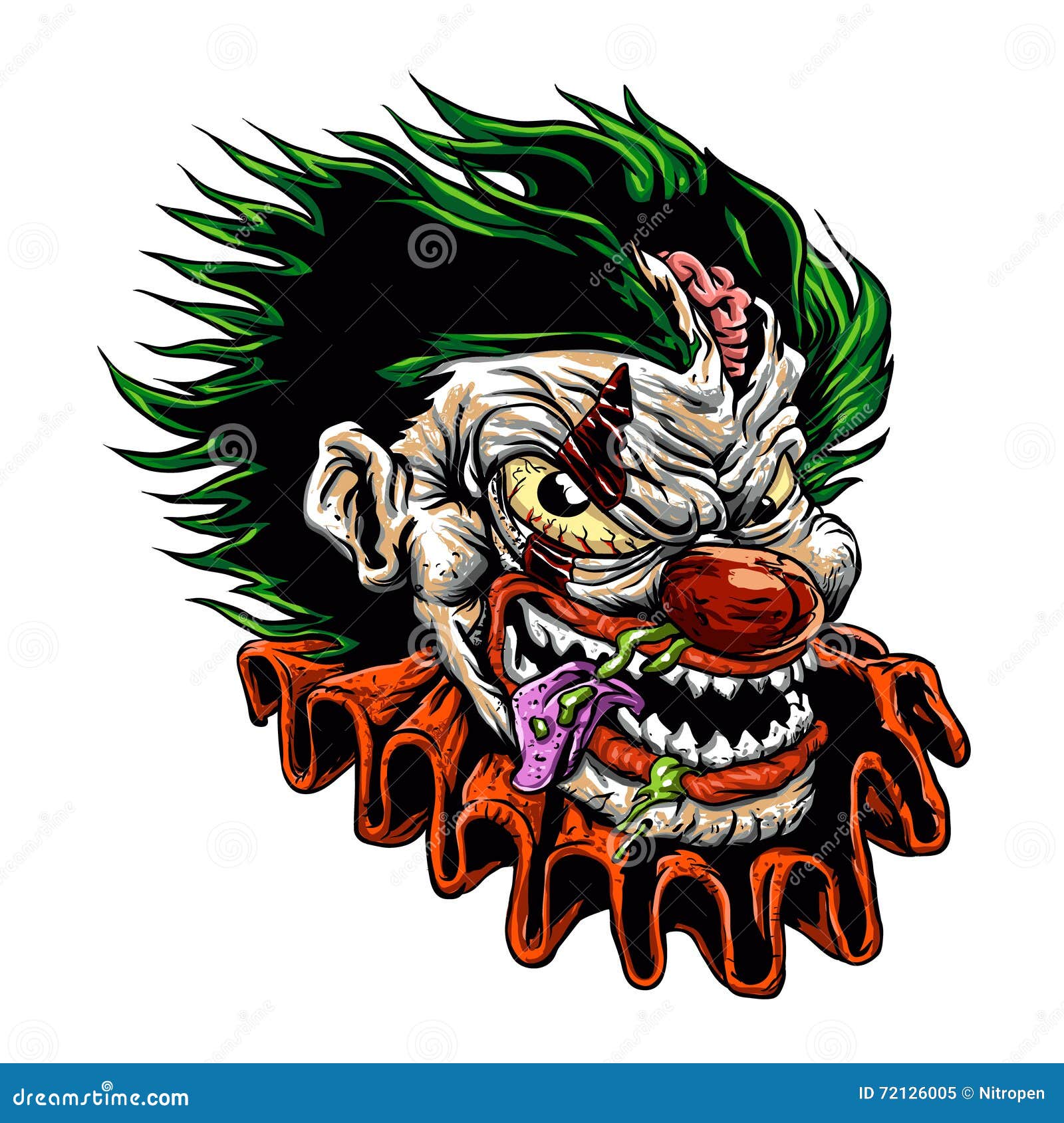 Zombie evil clown stock vector. Illustration of nose - 72126005 Zombie evil clown stock vector. Illustration of nose - 72126005