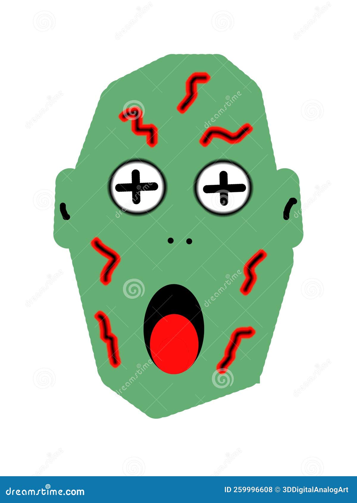 Zombie Face stock illustration. Illustration of leaves - 259996608