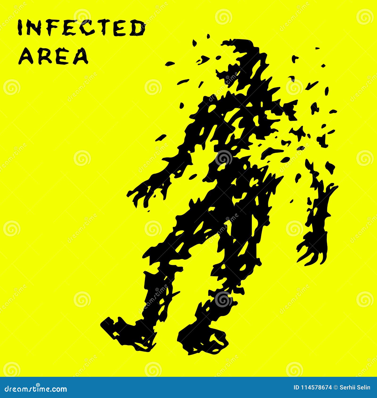 Zombie Falls. Infected Zone Sign. Vector Illustration Stock Vector ...