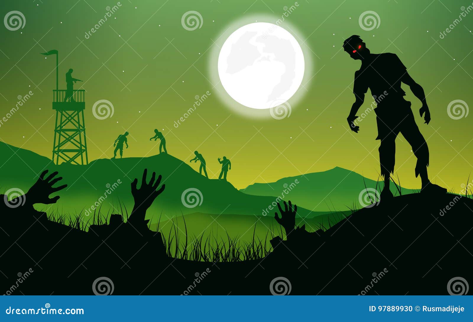 Zombie field stock illustration. Illustration of tale - 97889930
