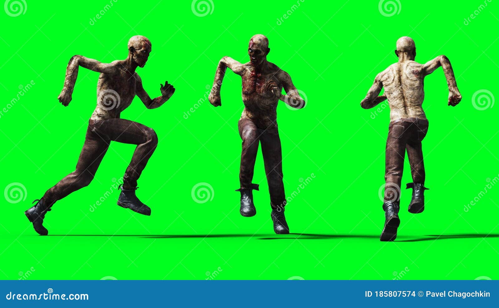 Zombie Green Screen Isolate. Realistic 3d Rendering. Stock Illustration ...