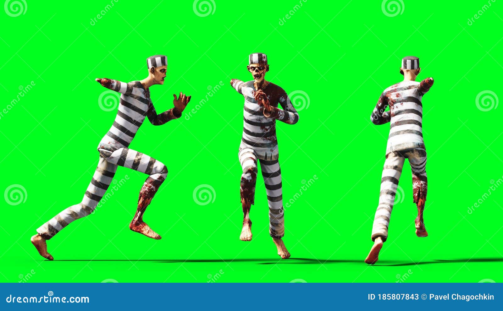 Zombie Green Screen Isolate. Realistic 3d Rendering. Stock Illustration ...