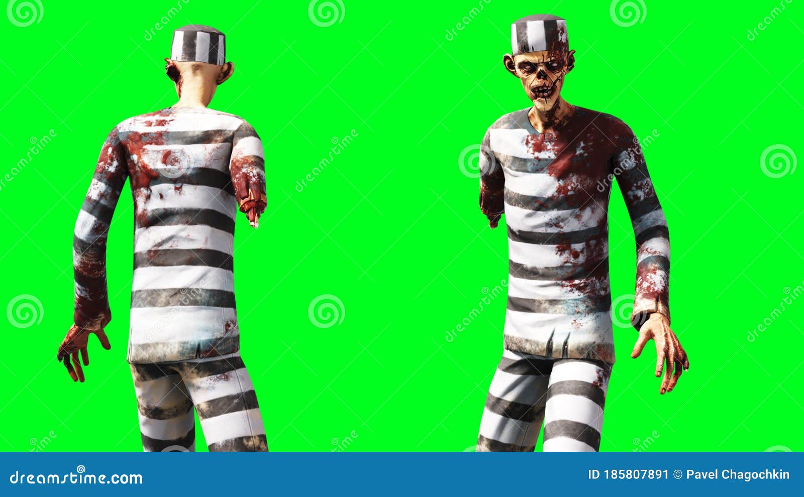 Zombie Green Screen Isolate. Realistic 3d Rendering. Stock Illustration ...