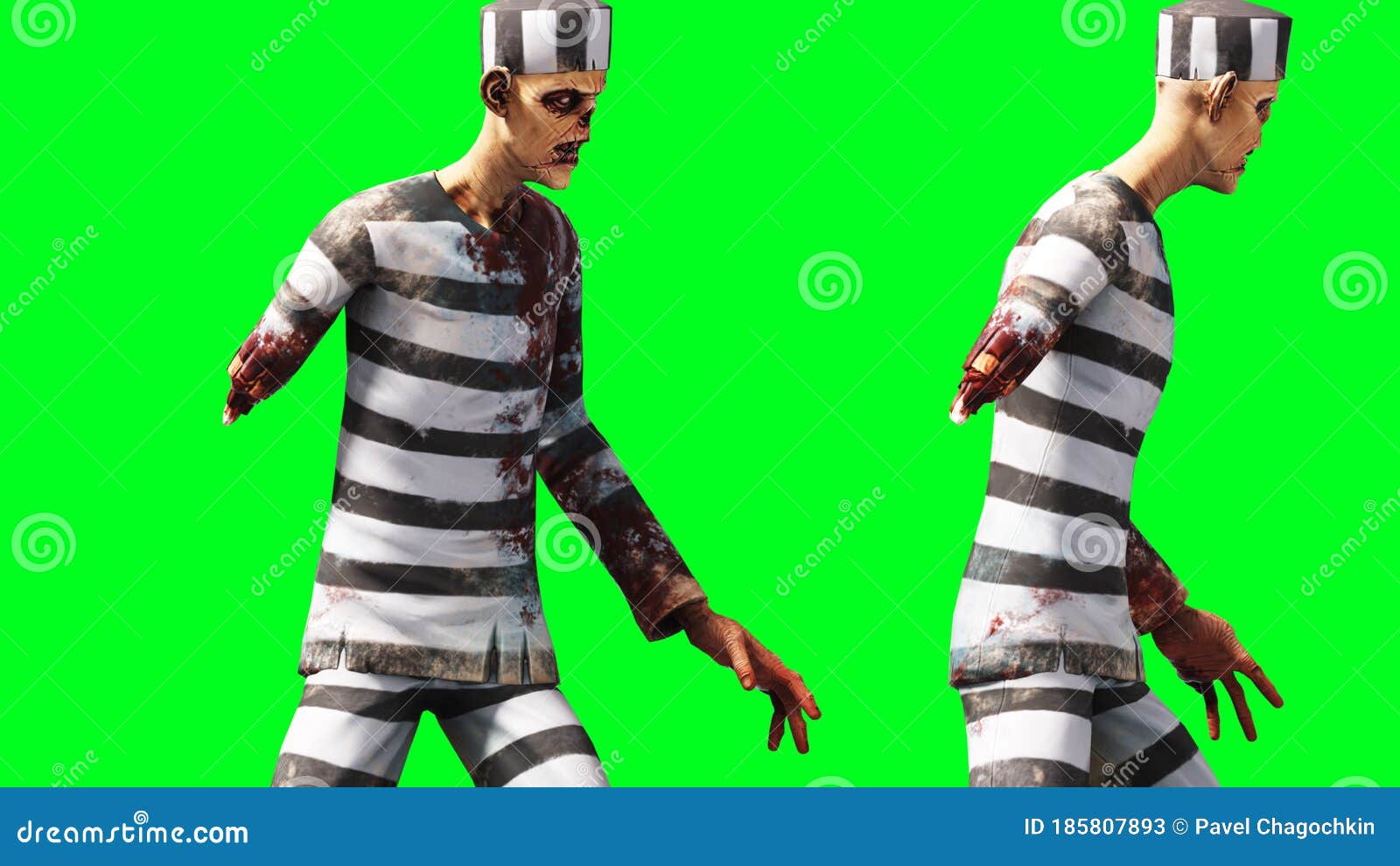 Zombie Green Screen Isolate. Realistic 3d Rendering. Stock Illustration ...