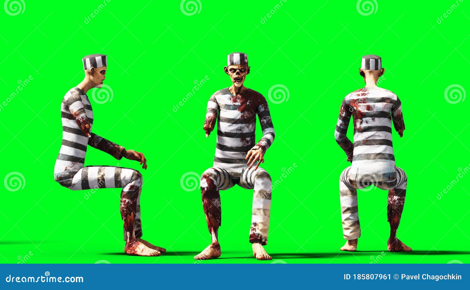 Zombie Green Screen Isolate. Realistic 3d Rendering. Stock Illustration ...