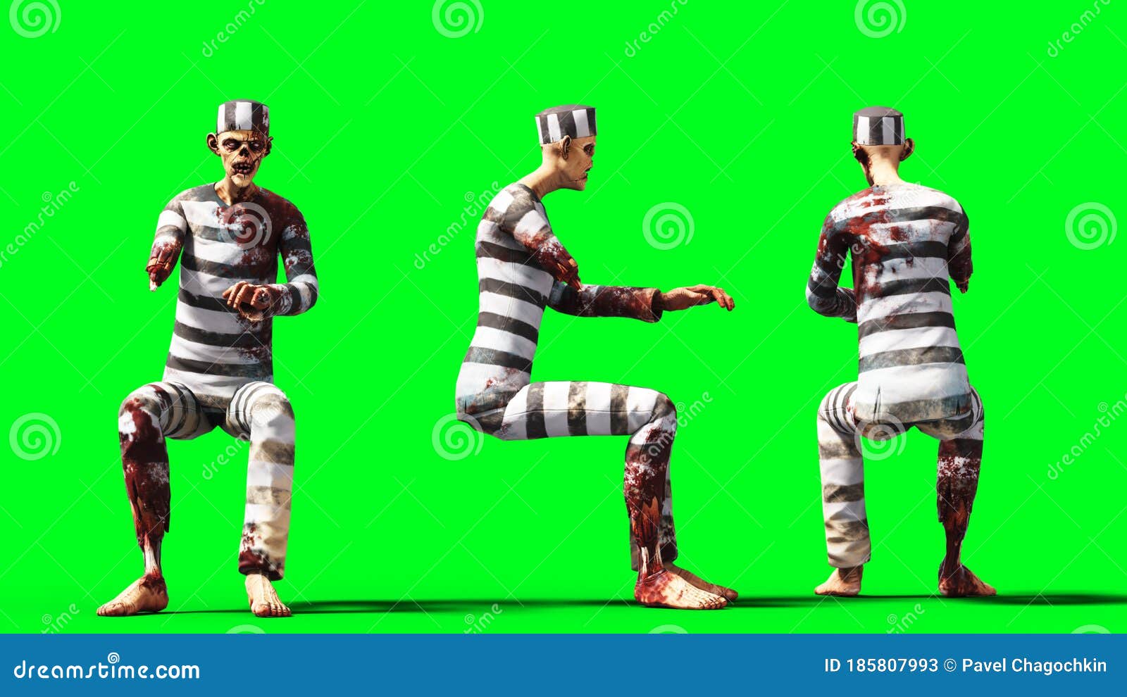 Zombie Green Screen Isolate. Realistic 3d Rendering. Stock Illustration ...
