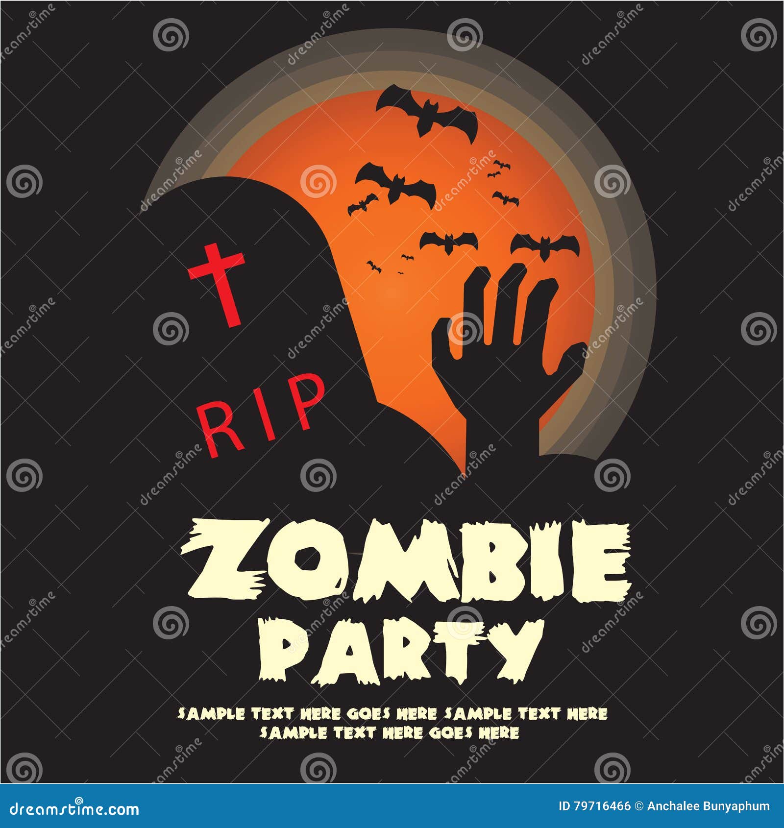 Zombie greeting theme set stock illustration. Illustration of tree ...
