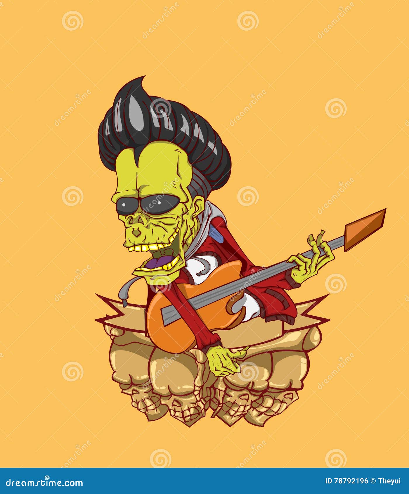 Zombie Guitar Player Vector Stock Vector - Illustration of horror ...
